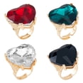 1 Box 4Pcs 4 Colors Glass Heart Adjustable Rings Set Light Gold Alloy ...