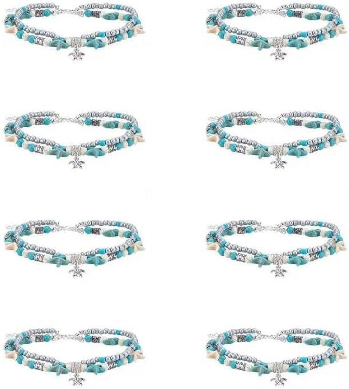 1 Box 4Pcs Alloy Tortoise Charm Double Layer Multi-strand Anklet ...