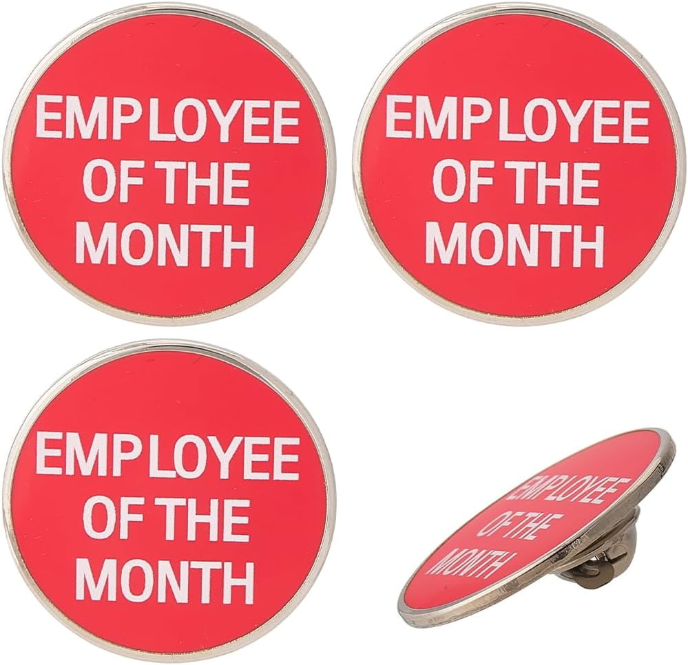 1 Box 4Pcs Employee of The Month Pin Red Metal Brass Enamel Reward ...