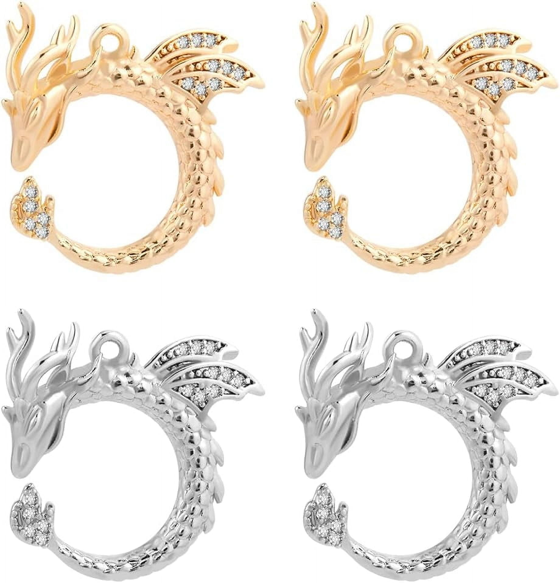 1 Box 4Pcs Flying Dragon Charm 18K Gold Platinum Plated Brass Pendant ...