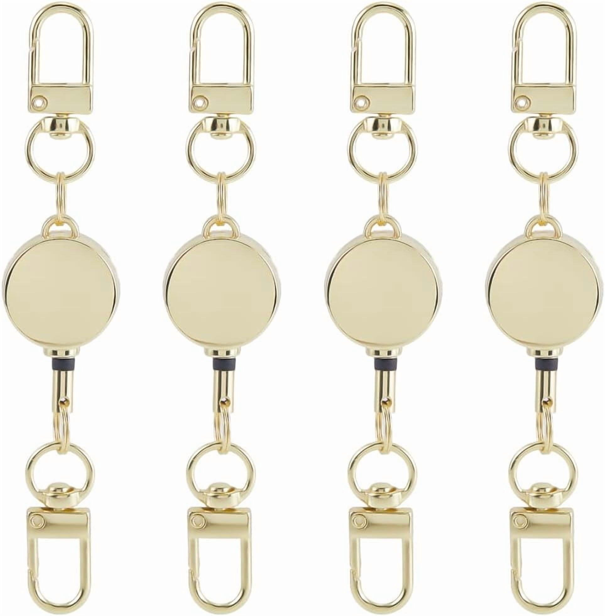 1 Box 4Pcs Gold ID Badge Clip Retractable Badge Holders Bulk Metal ...