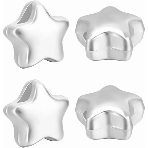 1 Box 4Pcs Star Beads 925 Sterling Silver Star Shaped Spacer Bead Bulk ...