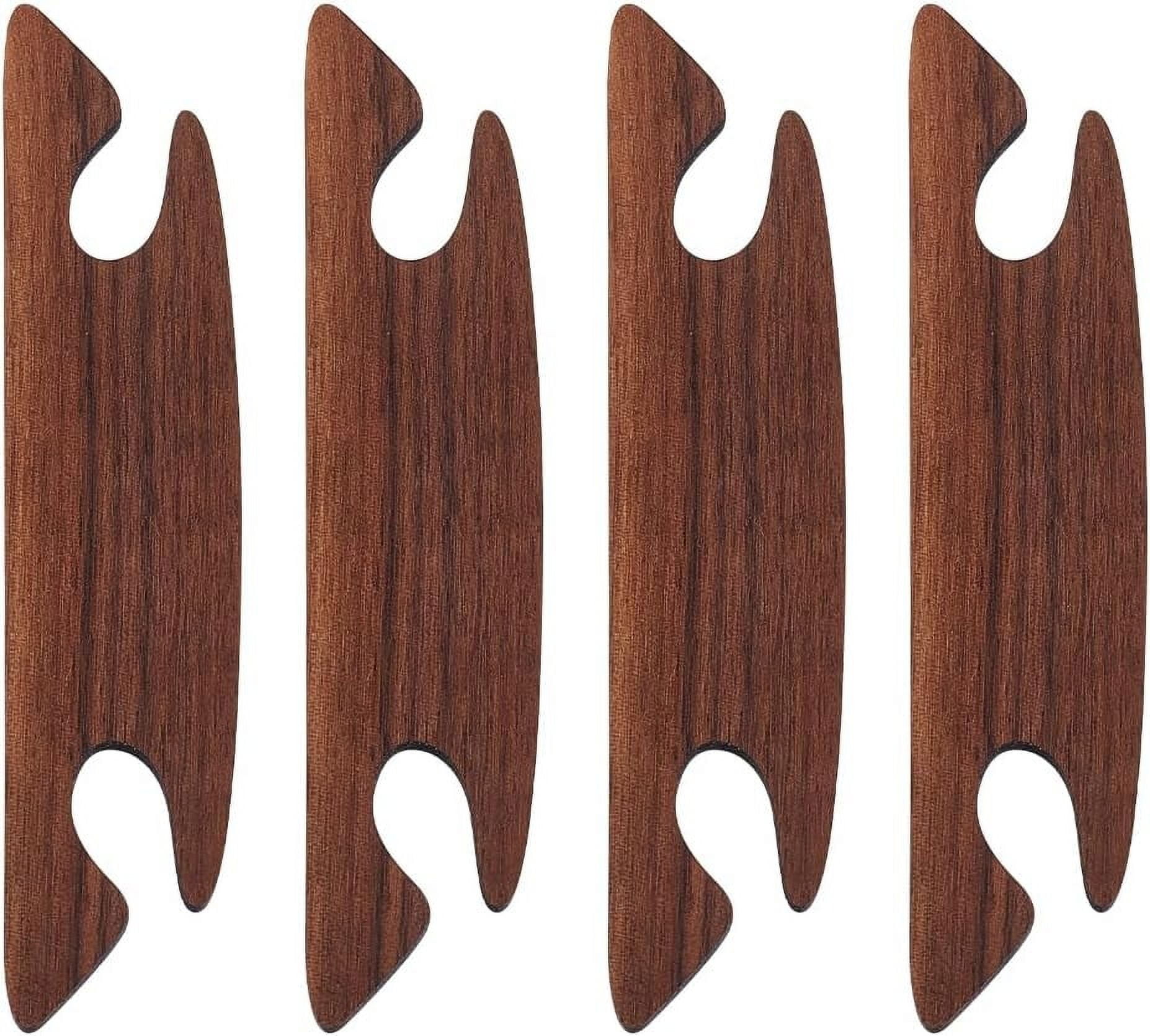 1 Box 4Pcs Walnut Wood Knitting Loom Shuttles Brown Weaving Shuttle ...