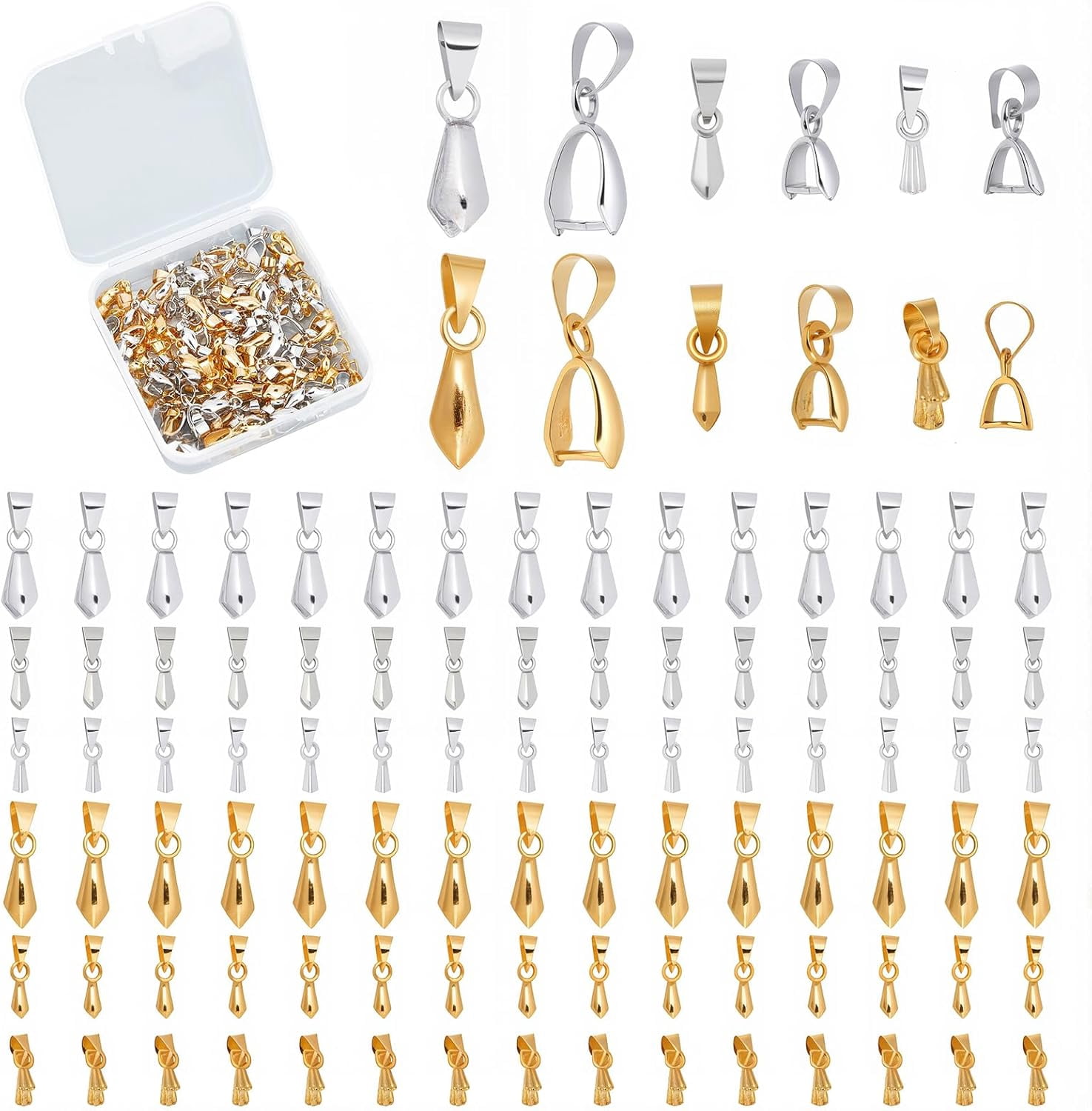 1 Box 5 Size Brass Pinch Bail Pendants Pinch Clip Bail Clasp Dangle ...