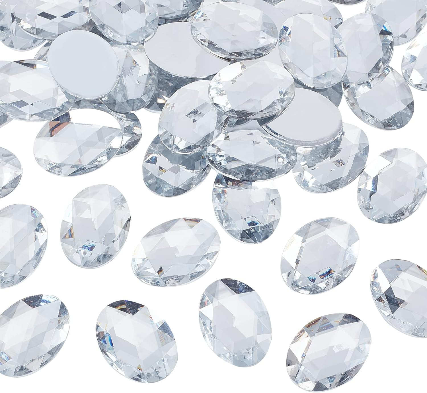 1 Box 50 Pcs 40x30mm Extra Large Oval Acrylic Rhinestone Gems with ...