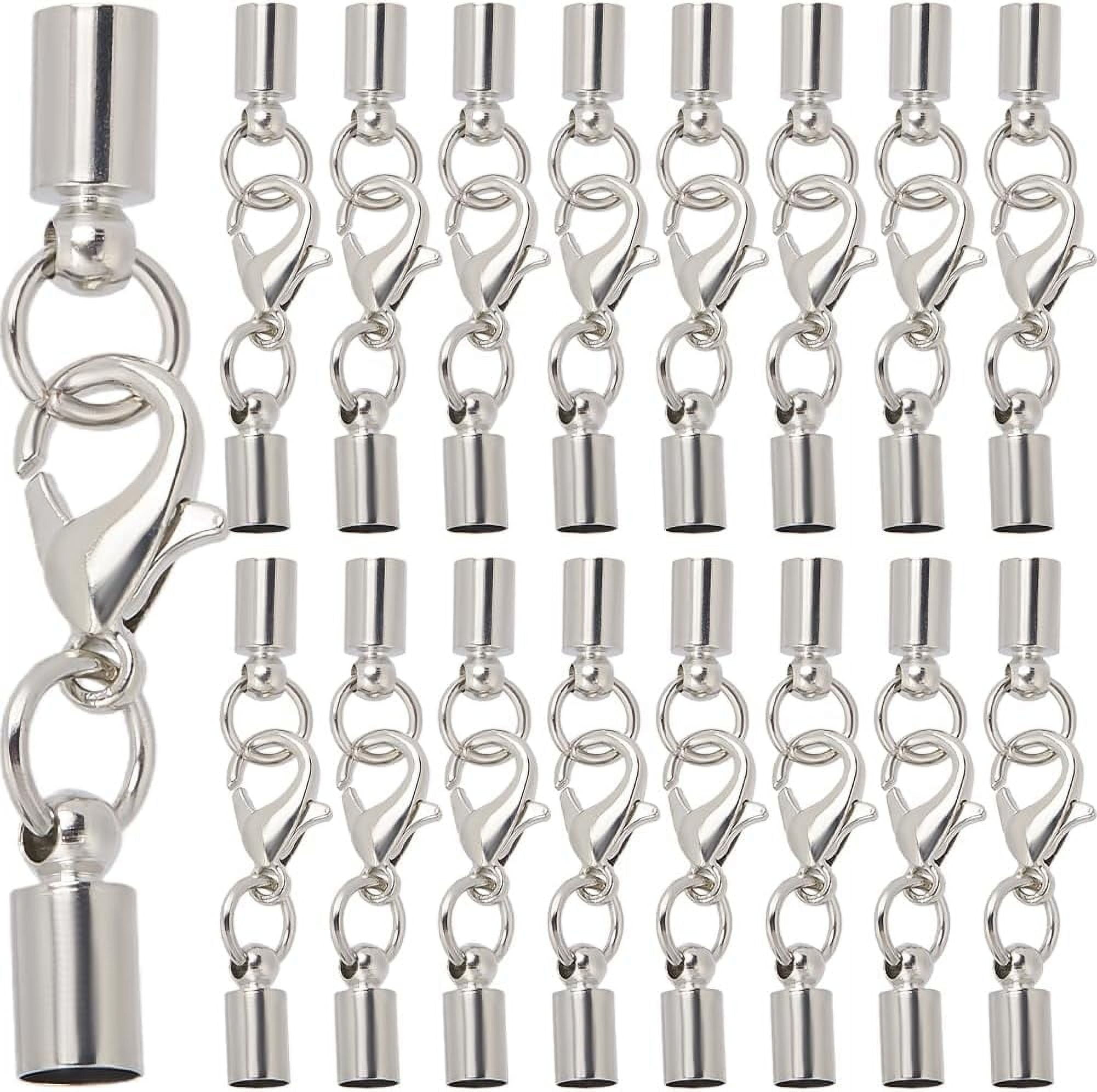 1 Box 50 Sets Lobster Clasp Connector Cord Ends Clasps Bulk Silver ...