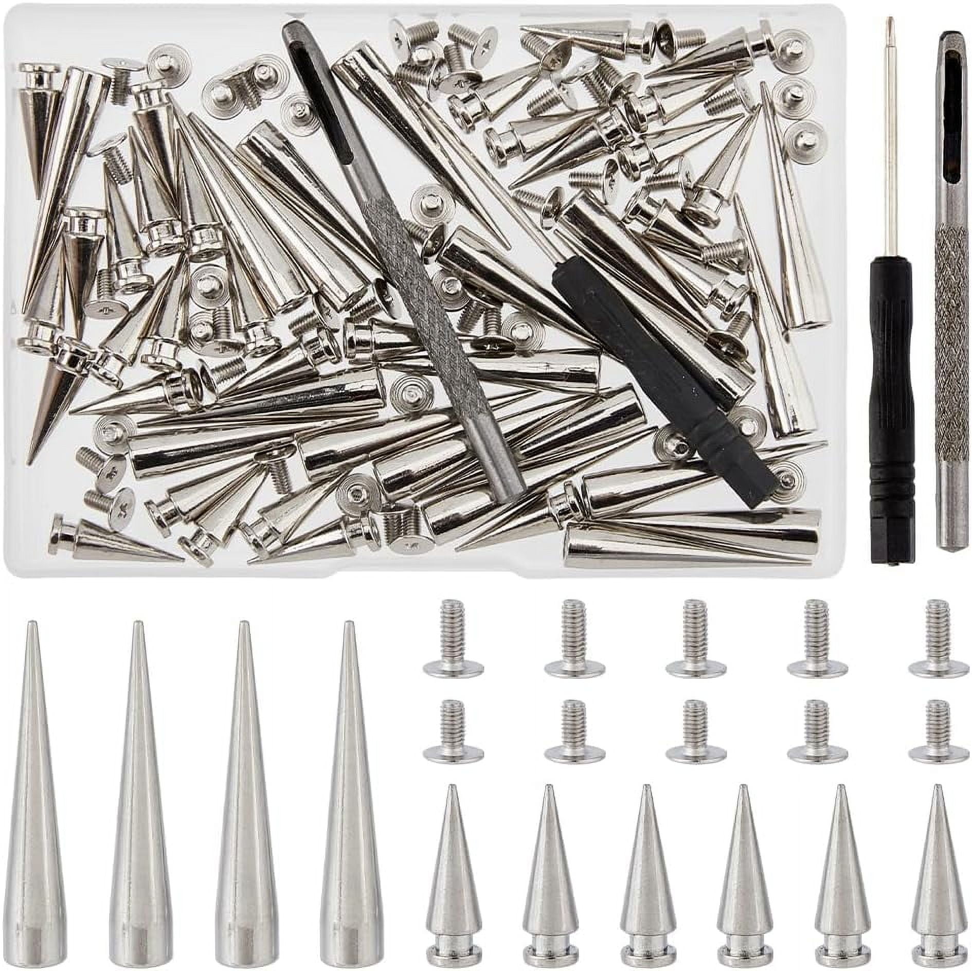 1 Box 50 Sets Long Punk Spikes and Studs for Clothes Large Leather ...