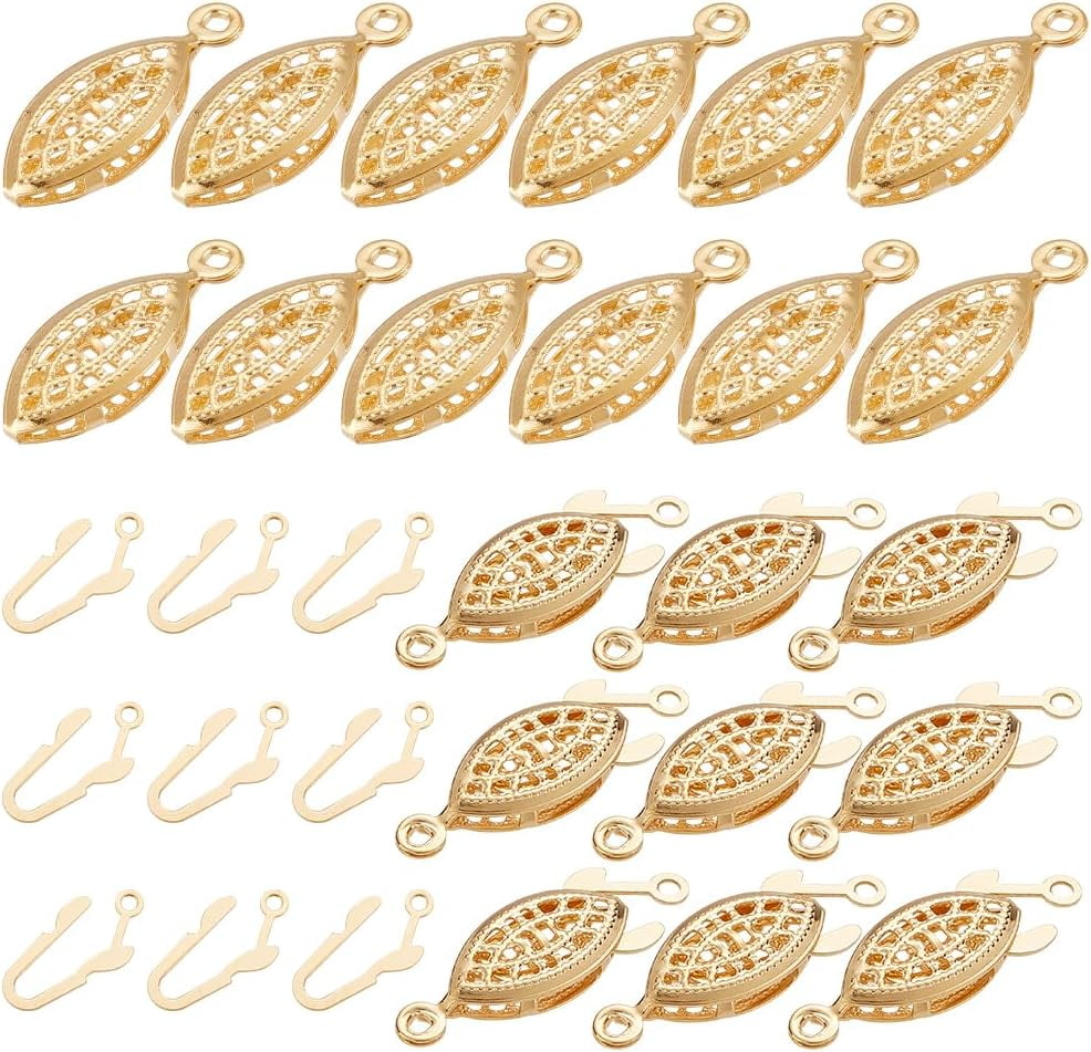 1 Box 50 Sets Real 24k Gold Plated Fish Hook Clasp Filigree Necklace ...