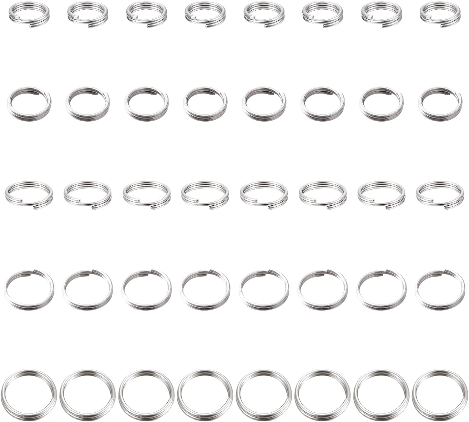 1 Box 500PCS 304 Stainless Steel Split Ring Silver Metal Ring Double ...