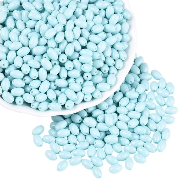 1 Box 500PCS Sky Blue Oval Rice Seed Beads with Round Holes Glass Pure ...