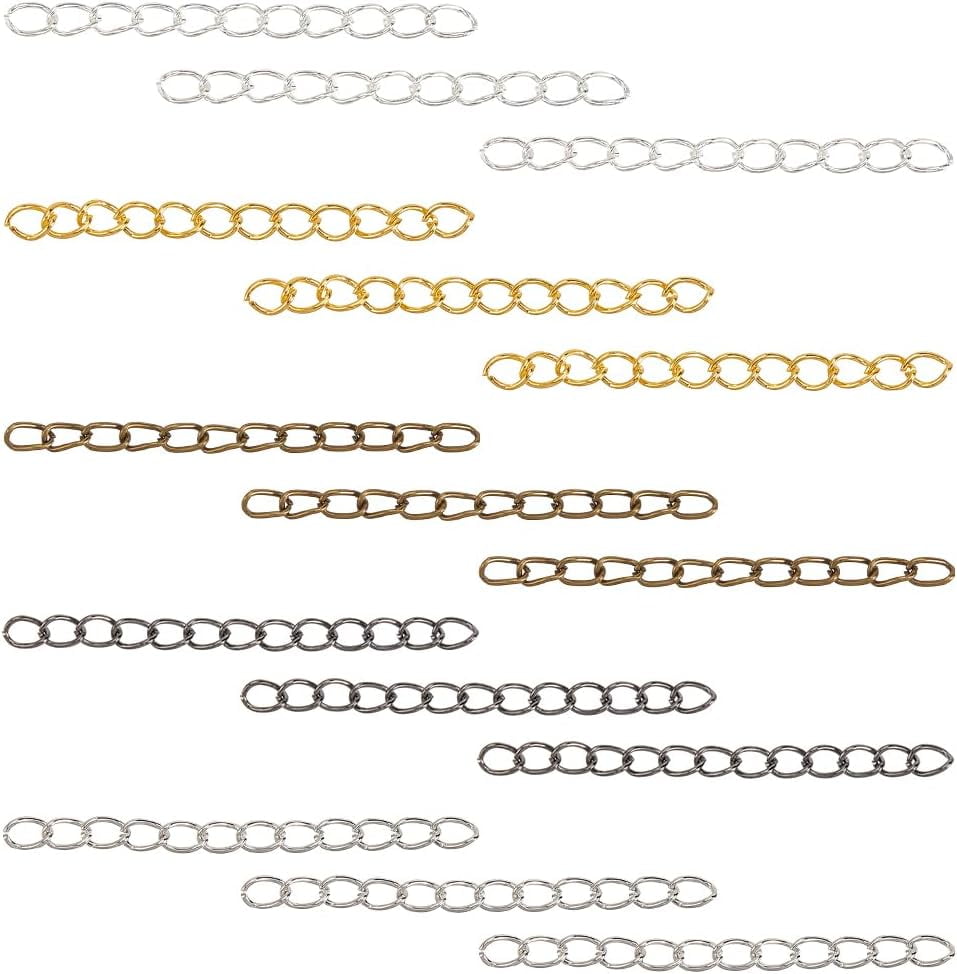 1 Box 500Pcs 5 Colors Jewelry Tail Chain Curb Link Chain Extender ...