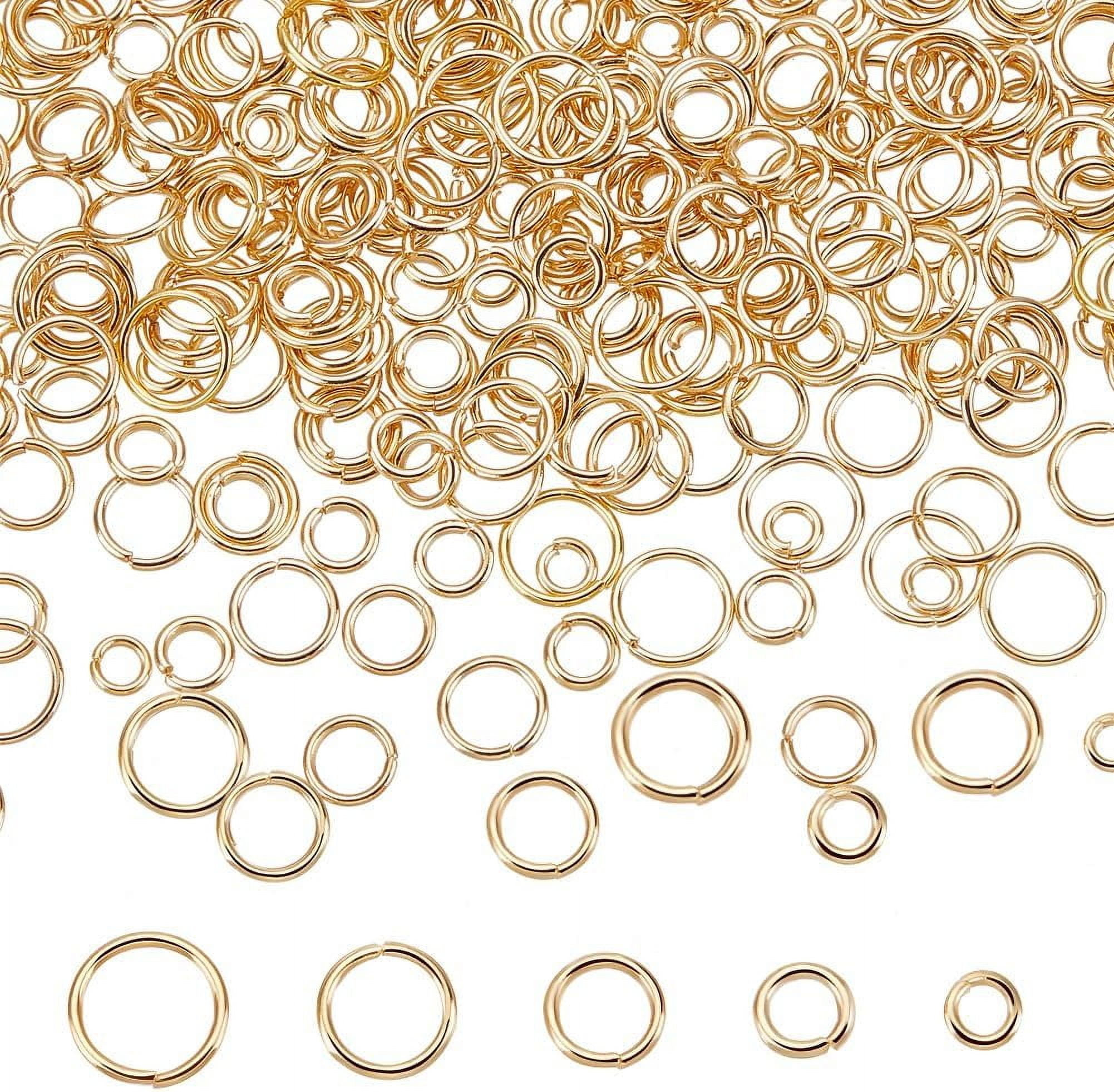 1 Box 500Pcs 5 Size Open Jump Rings 24K Gold Plated Single Loop Small ...