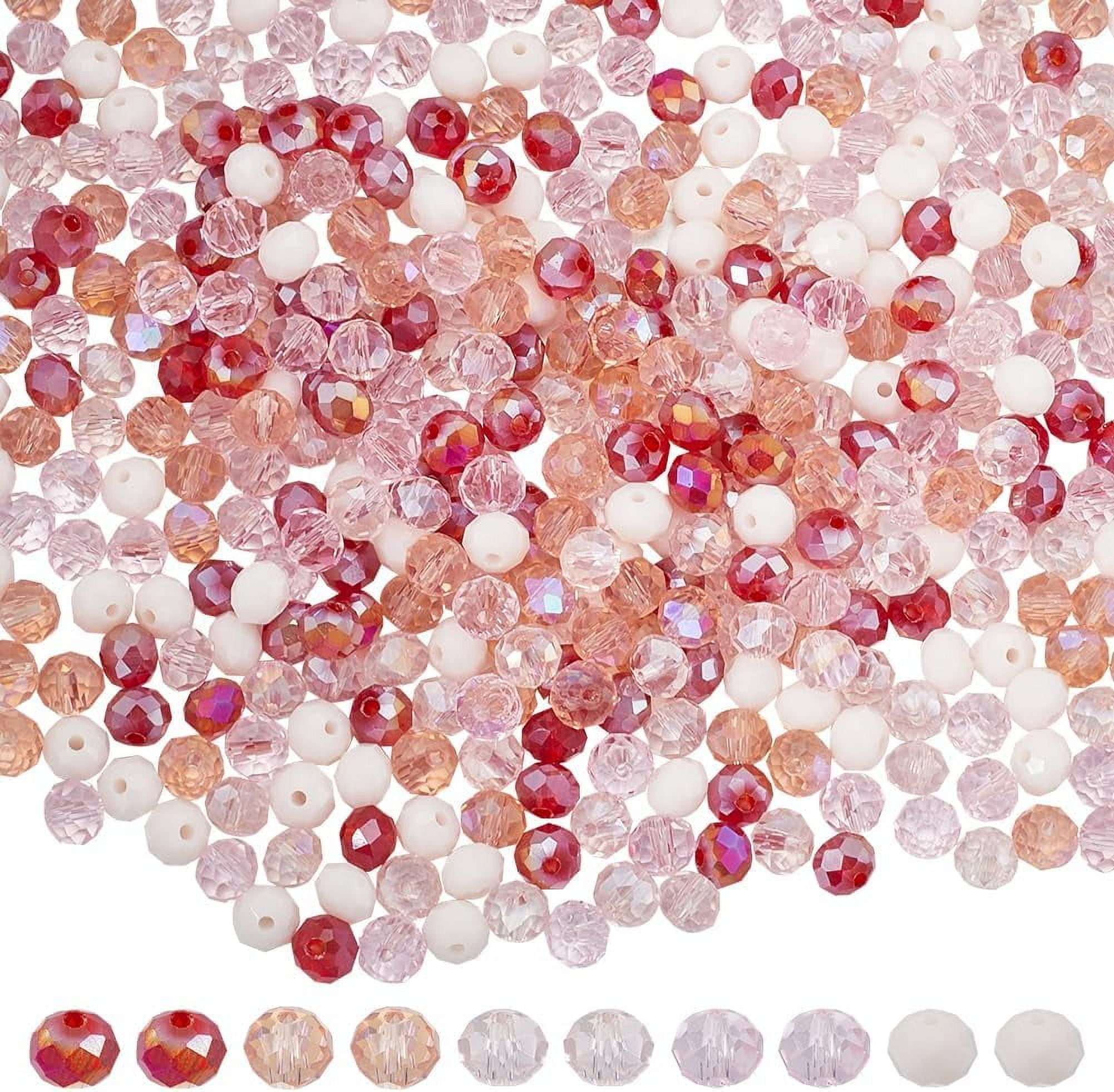 1 Box 500Pcs 6mm Faceted Crystal Bead Pink Glass Beads Bulk Briollete ...