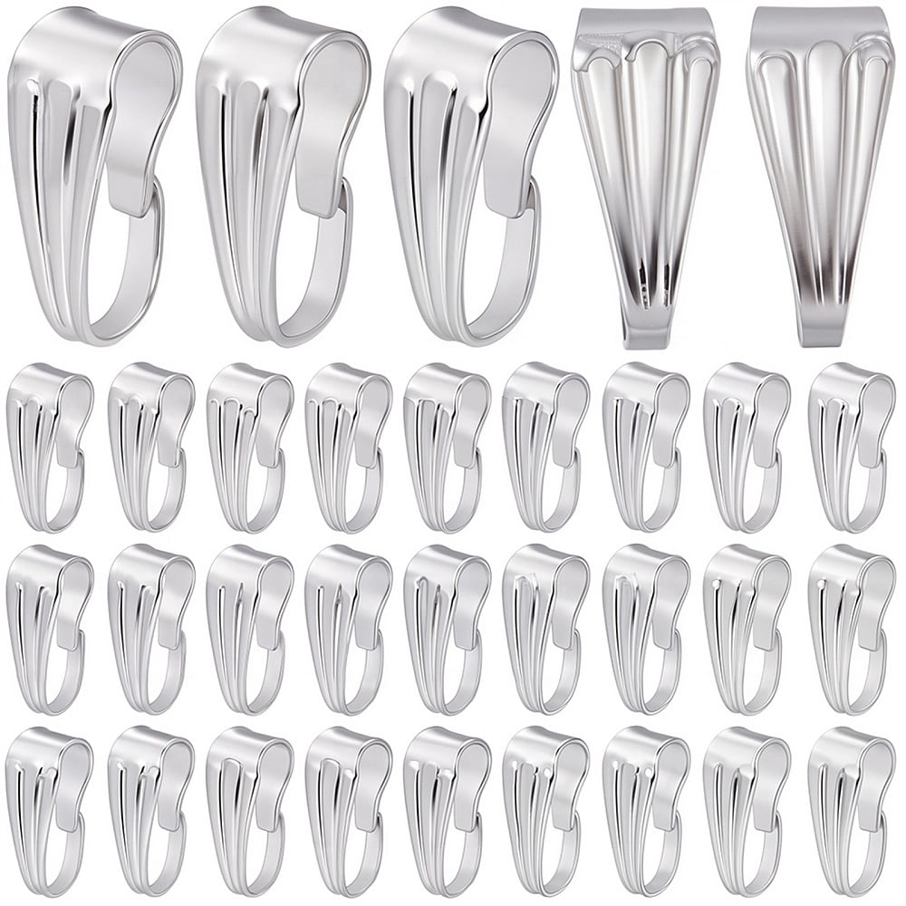1 Box 500Pcs 8.5mm Pinch Clip Clasp Silver Snap on Bails Stainless ...