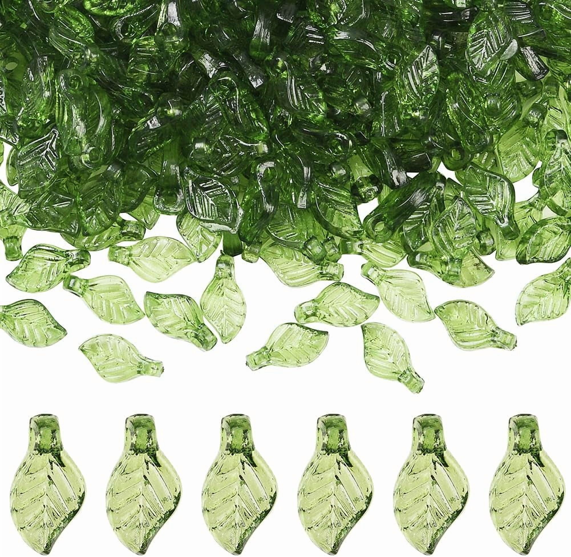 1 Box 500Pcs Acrylic Leaf Charms Green Leaf Shaped Beads Bulk Tiny ...