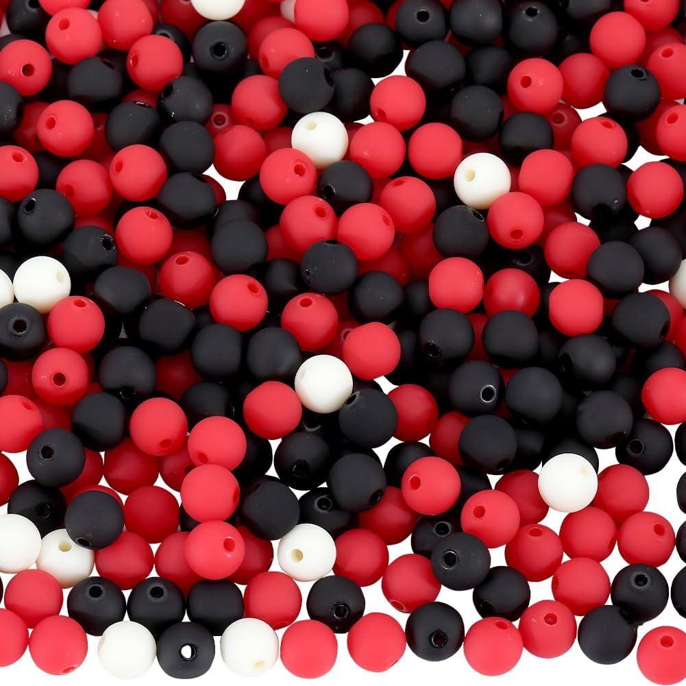 1 Box 500Pcs Acrylic Round Beads Gum Bead Bulk Black Red White Plastic ...
