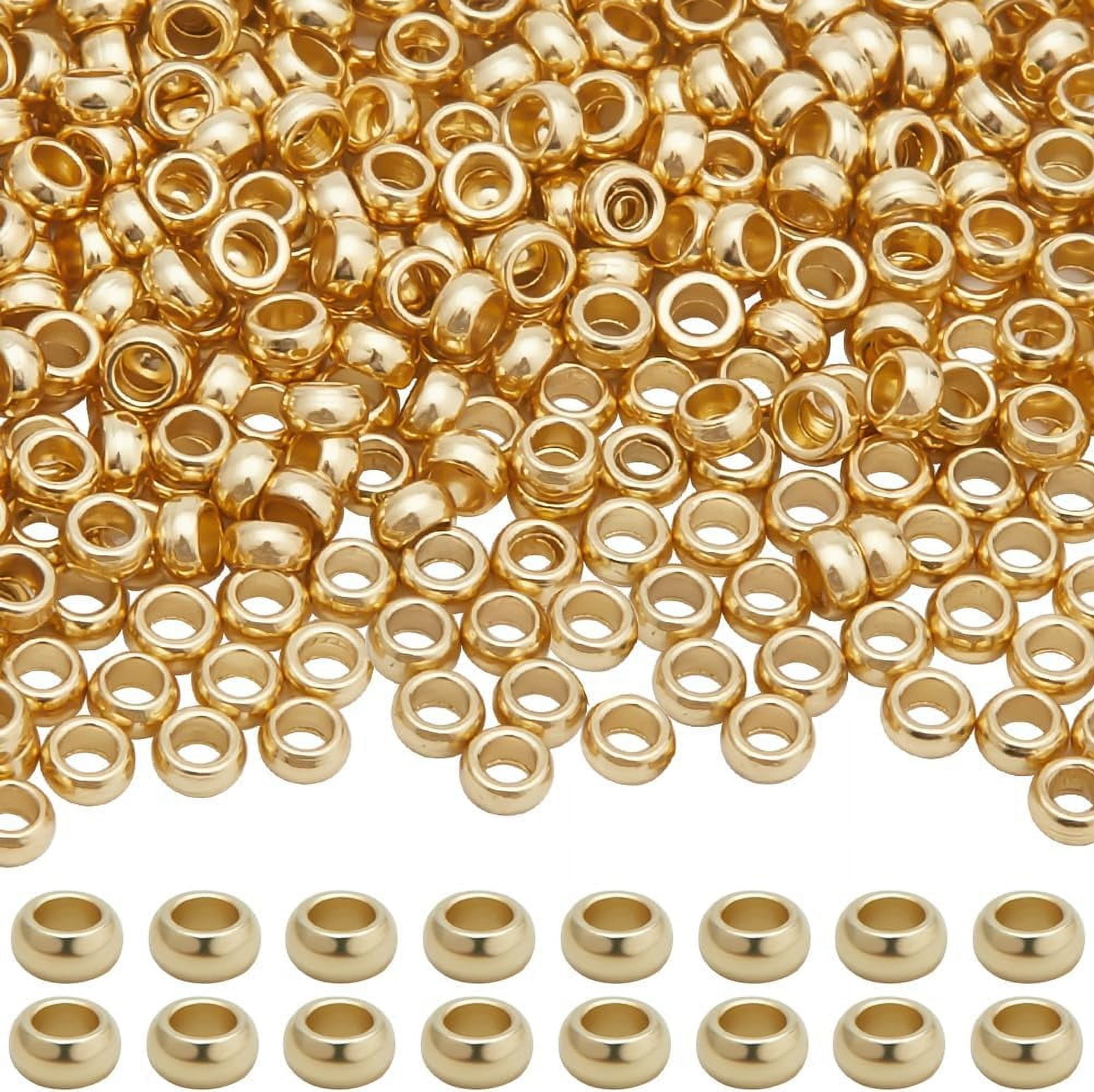 1 Box 500Pcs Crimp Beads 18K Gold Plated 316 Stainless Steel Loose ...