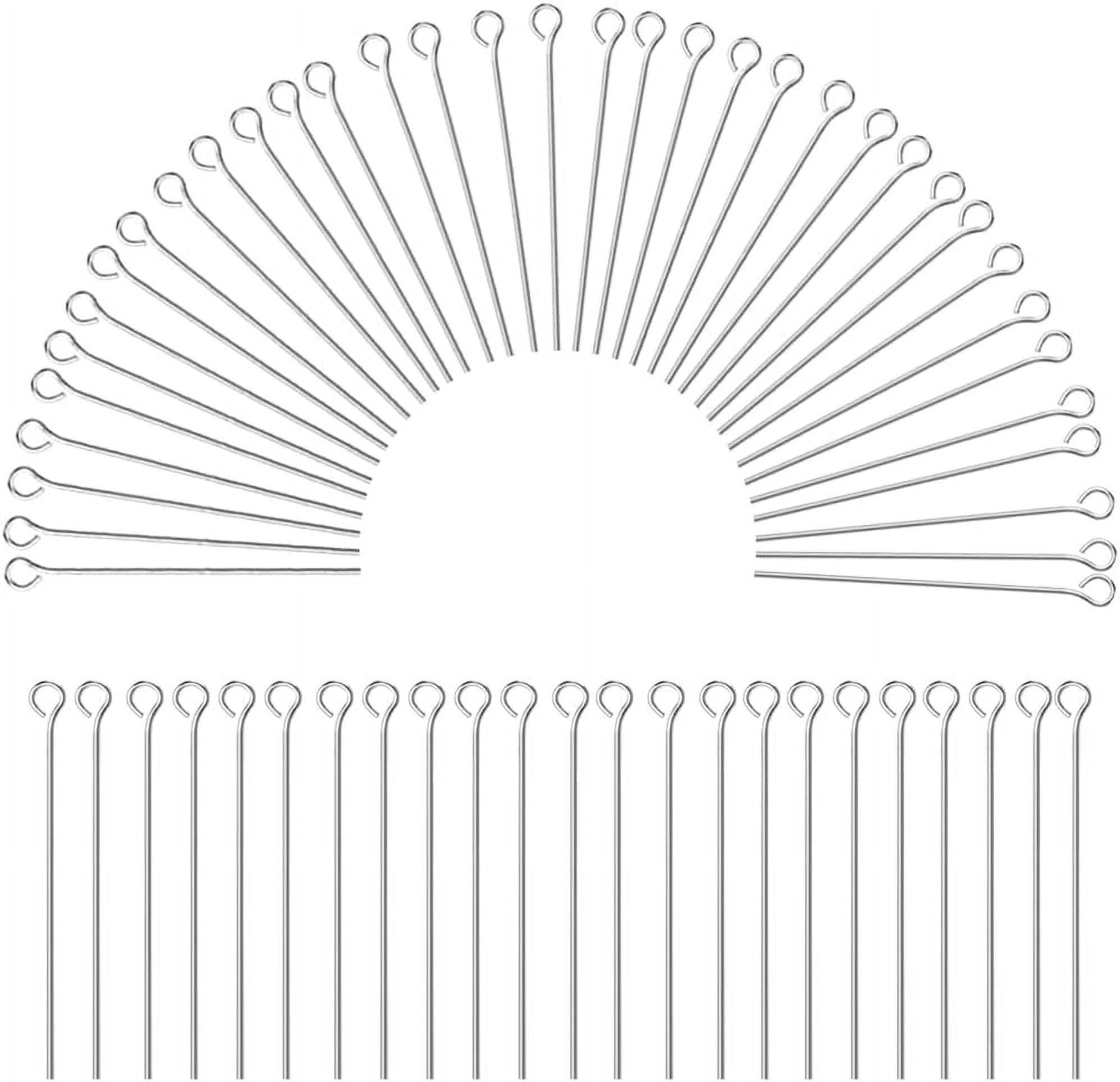 1 Box 500Pcs Earring Pins with Loop 40mm 304 Stainless Steel Eye Pins ...