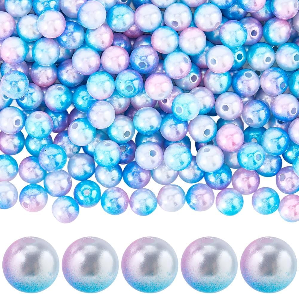 1 Box 500Pcs Pearl Beads 8MM Round Pearl Beads with Holes Bulk Acrylic ...