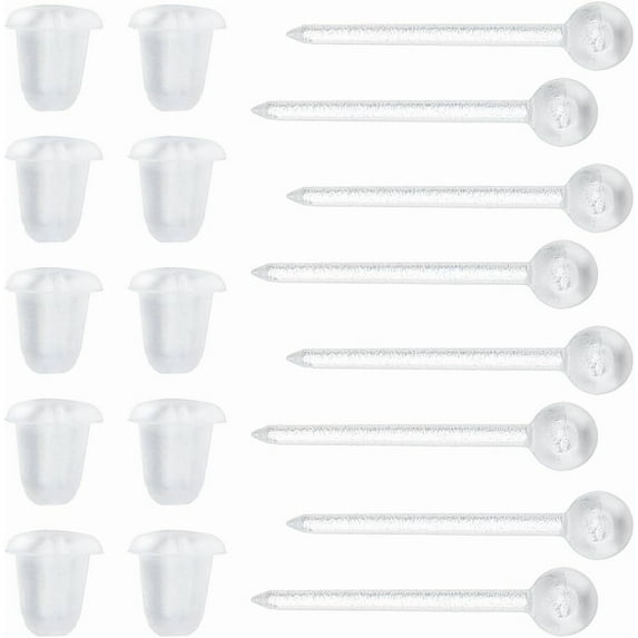 1 Box 500Pcs Plastic Earring Studs Clear Earring Posts Ball Invisible ...