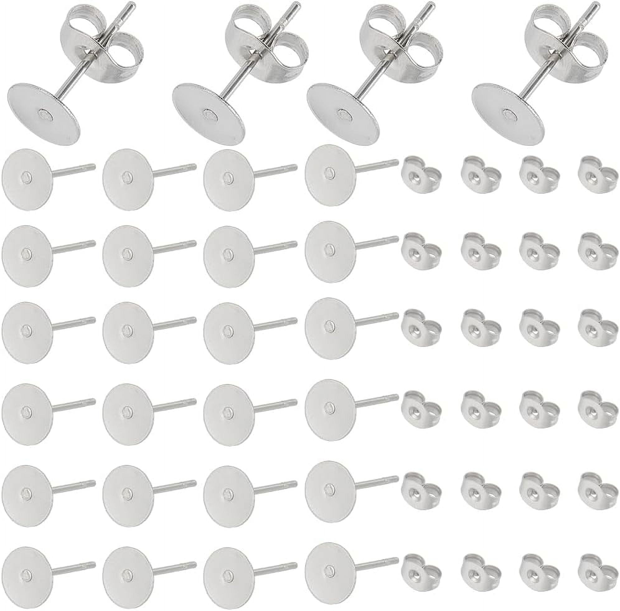 1 Box 500Pcs Silver Earring Posts Stainless Steel Stud Earring Findings ...