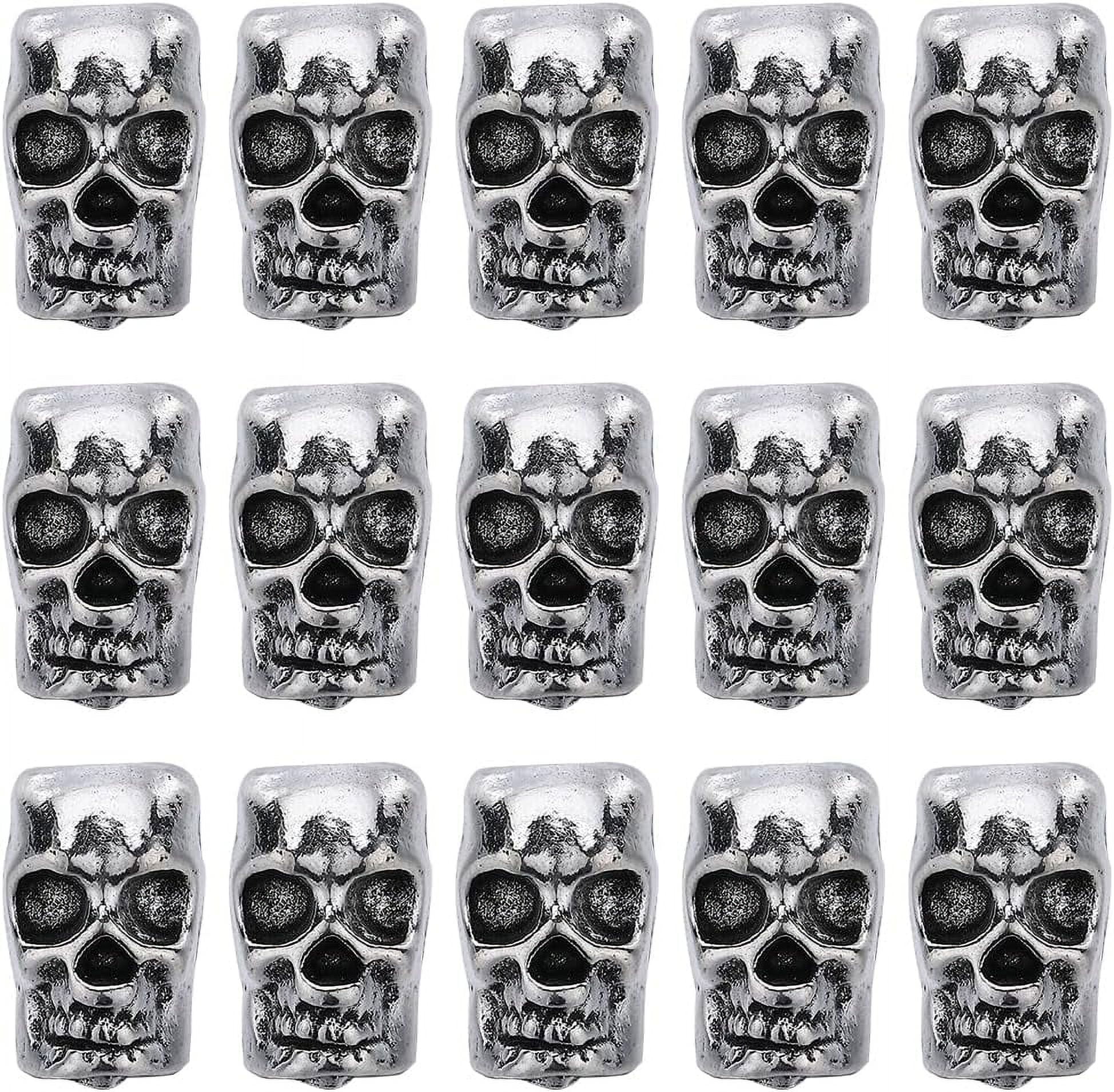 1 Box 50PCS Skull Spacer Beads Skeleton Head Beads Beard Silver Antique ...