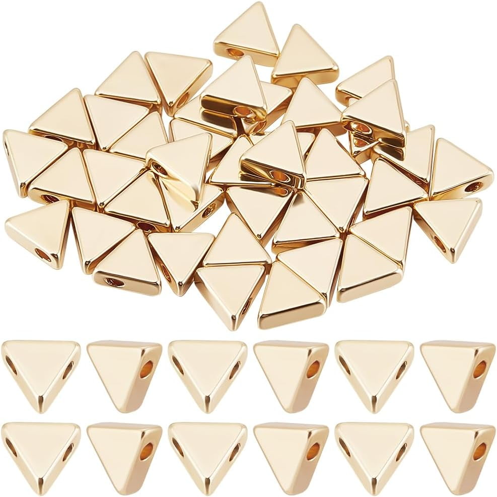 1 Box 50Pcs 18K Gold Plated Beads Small Triangle Metal Spacer Beads for ...