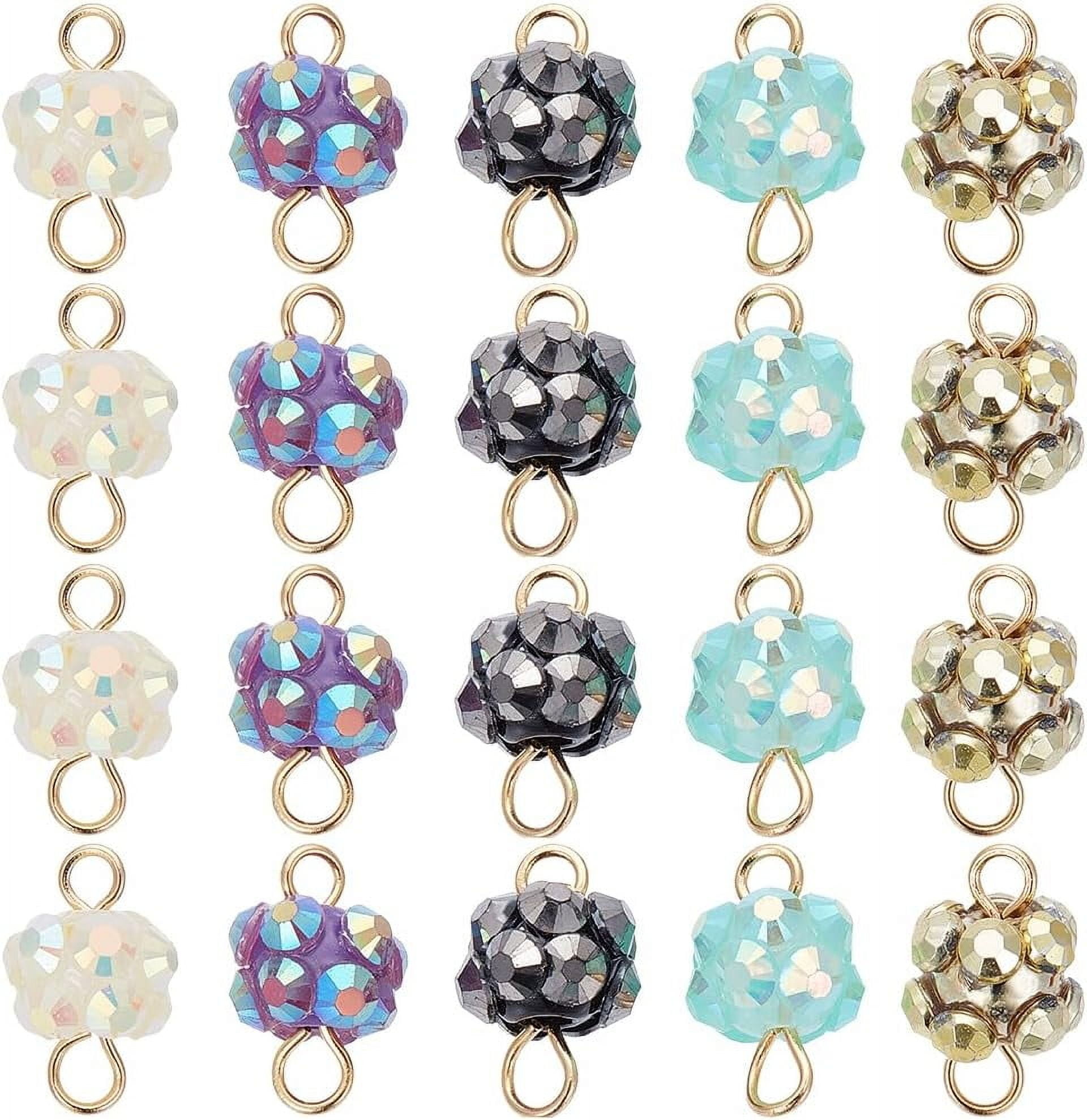 1 Box 50Pcs 8mm Rhinestone Connector Charms Ball Charms Small Resin ...