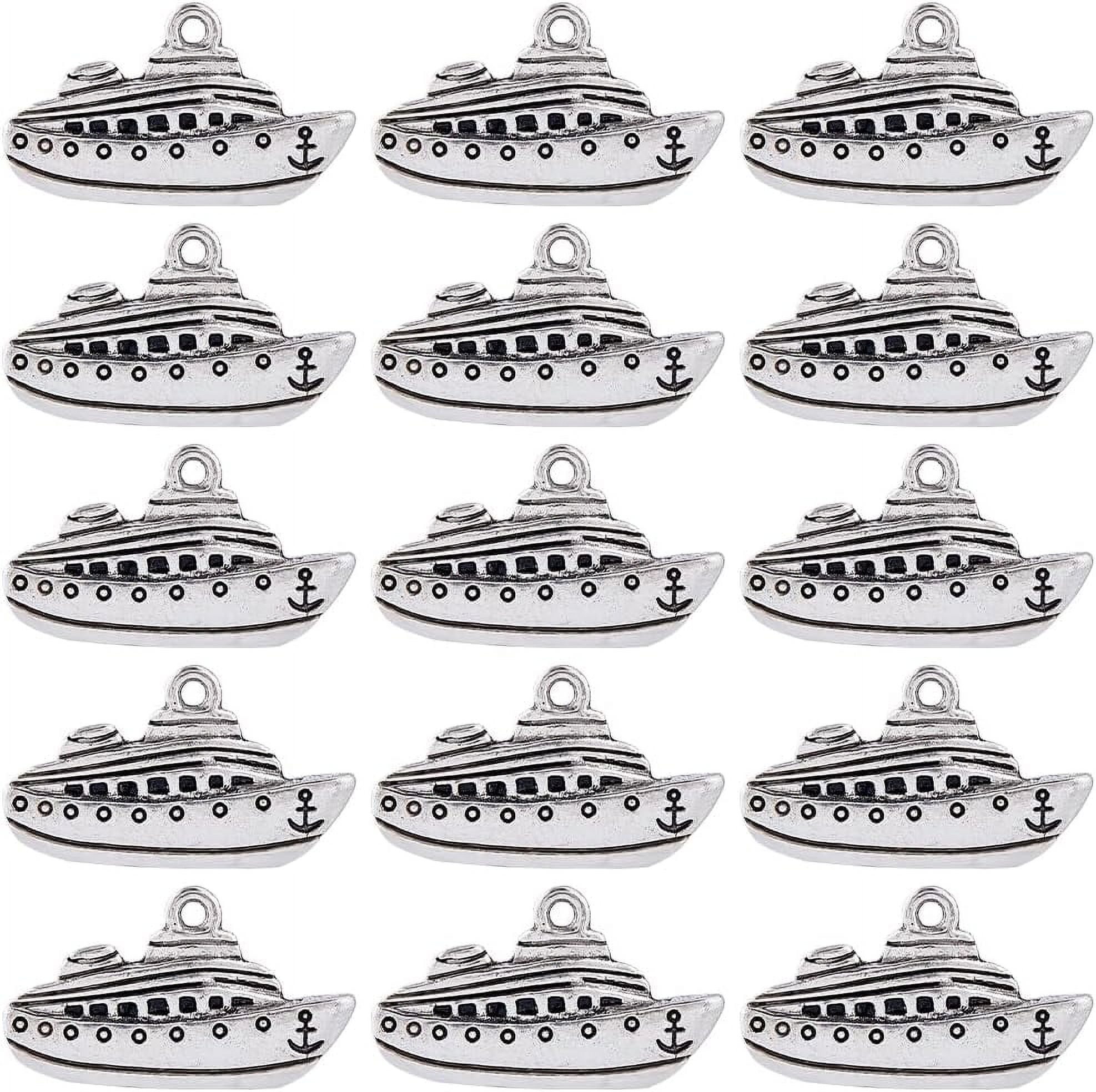 1 Box 50Pcs Boat Charms Bulk Ship Charms Silver Ocean Sea Cruise Boats ...