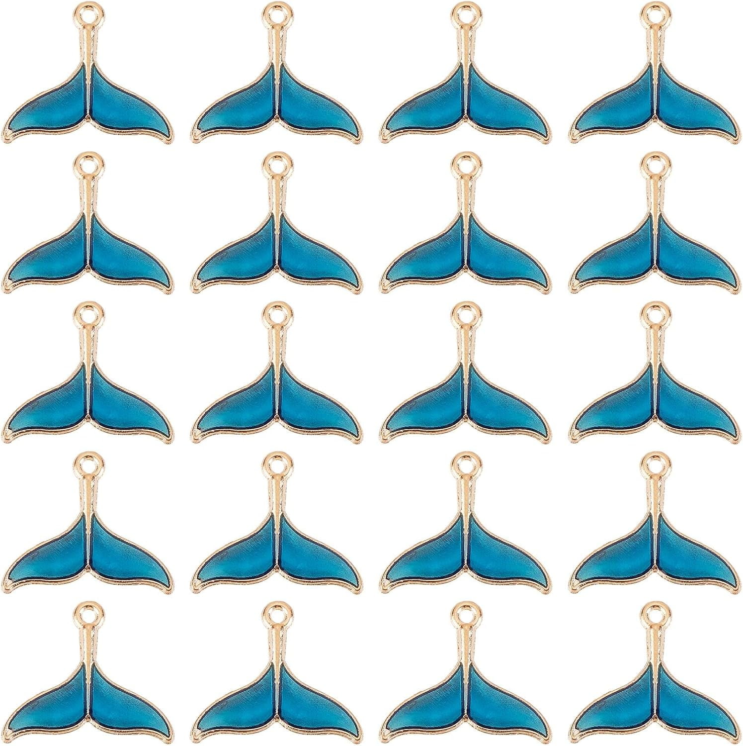 1 Box 50Pcs Charms Fish Tail Charms Ocean Animal Blue Fishtail Charm ...