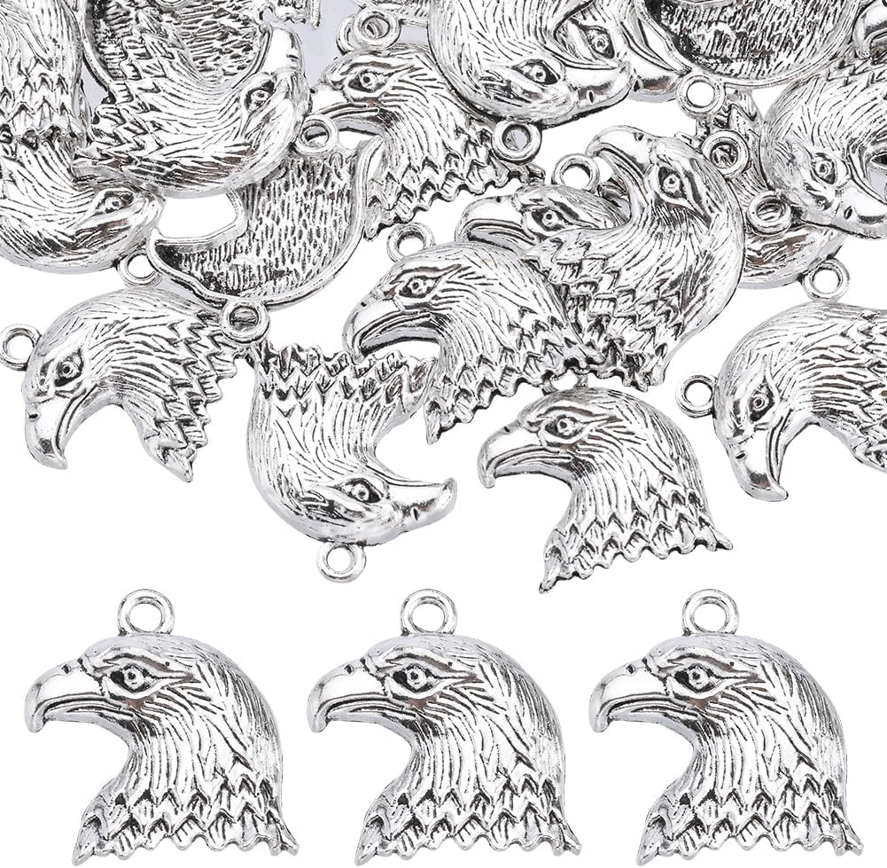 1 Box 50Pcs Eagle Head Charms Patriotic Charms Bulk Tibetan Style ...