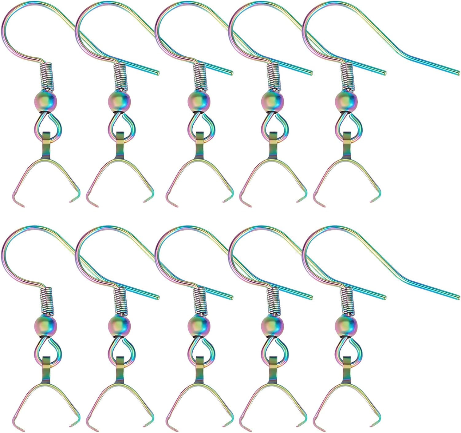 1 Box 50Pcs Ear Wire Hooks 304 Stainless Steel Rainbow Color French ...