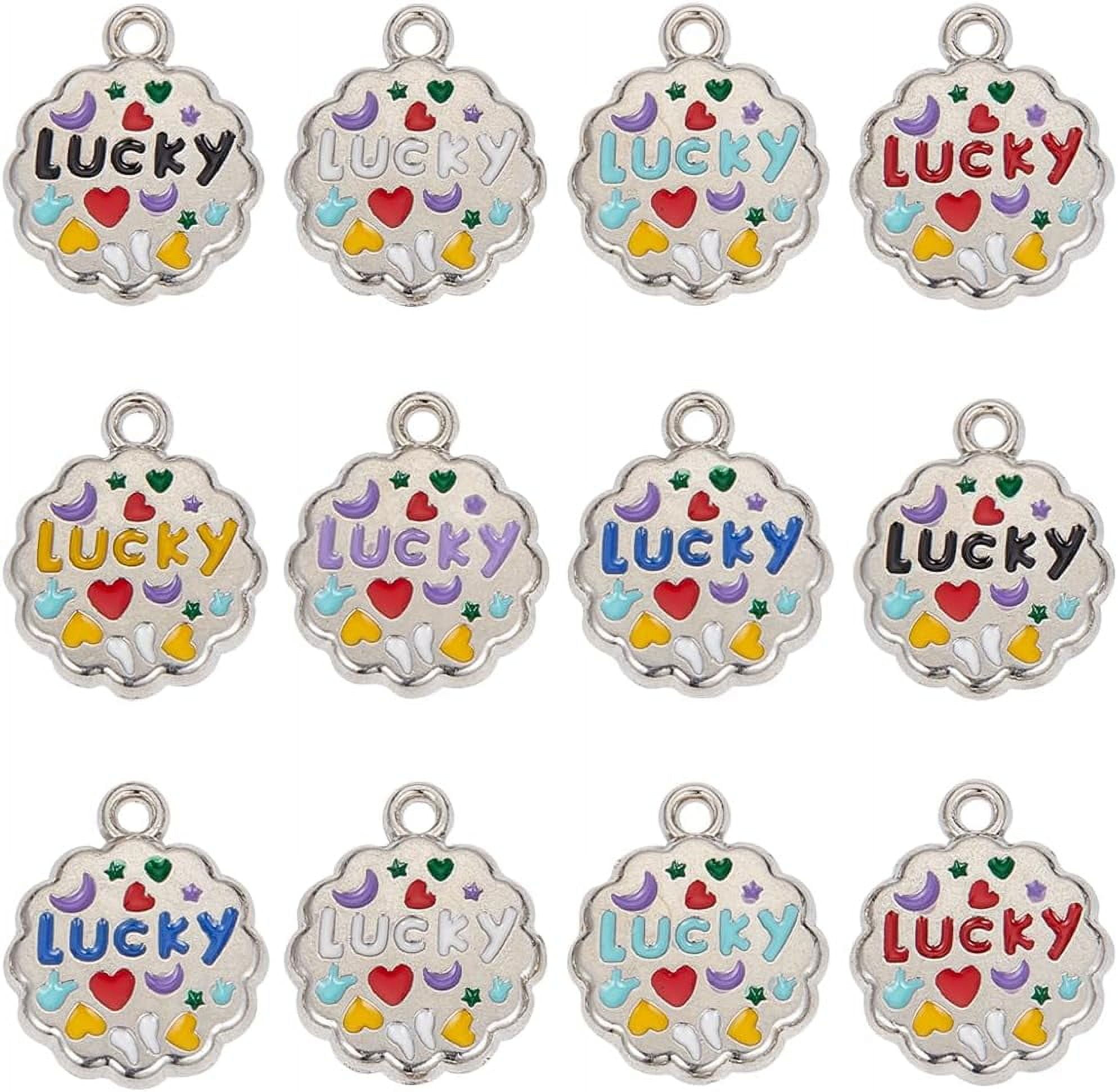 1 Box 50Pcs Enamel Flower Charm Word Charms Lucky Mini Moon Stars ...