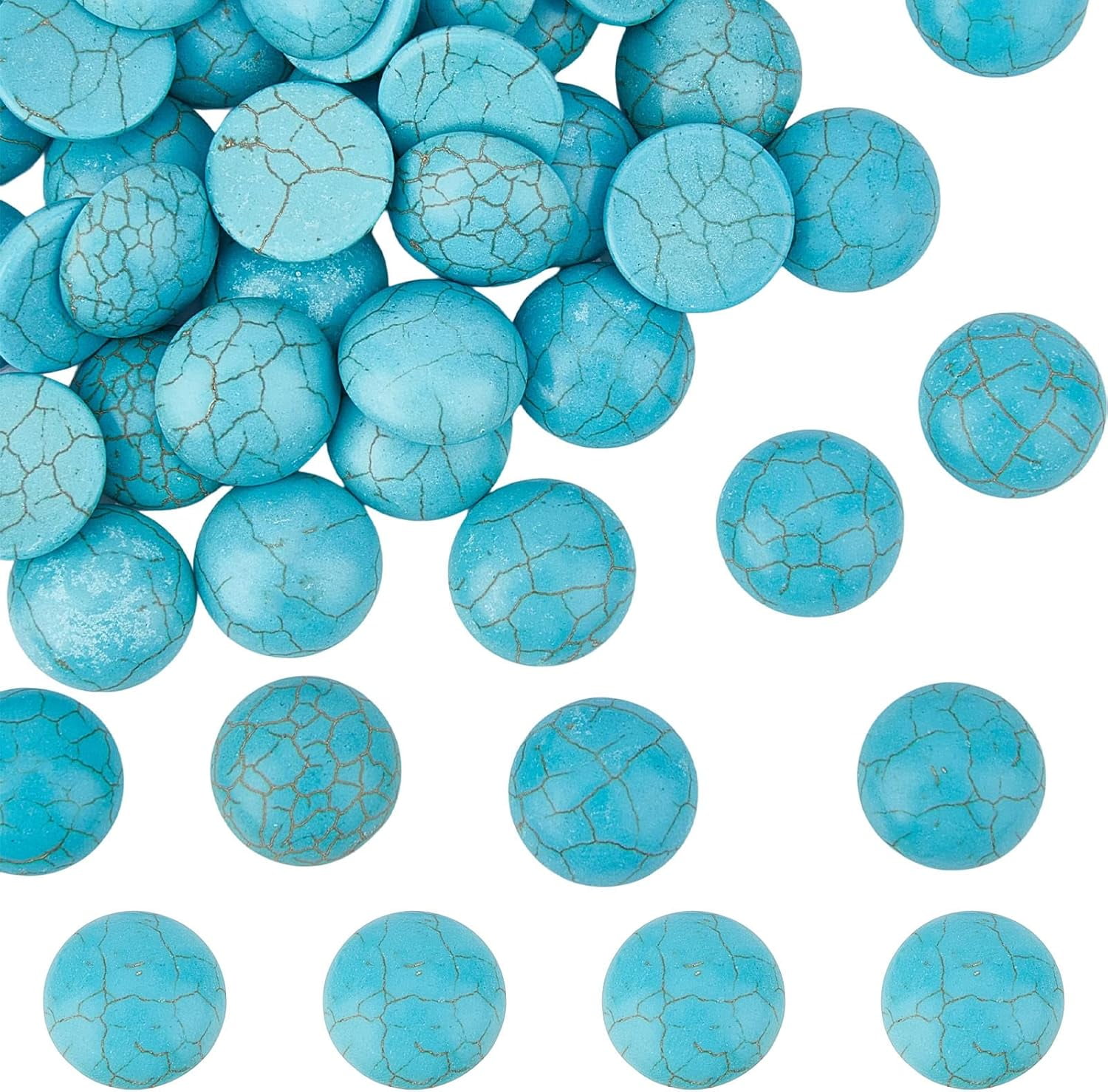 1 Box 50Pcs Gemstone Cabochons 16mm Round Cabochon Turquoise Stone ...
