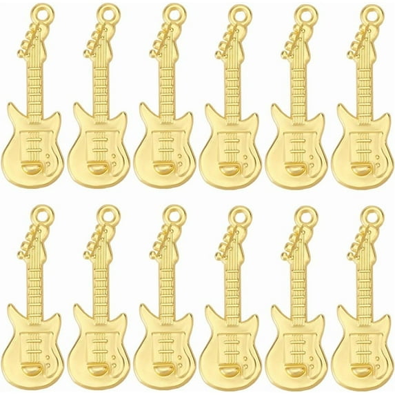 1 Box 50Pcs Gold Guitar Charm Ukulele Charms Bulk Metal Alloy Vintage ...