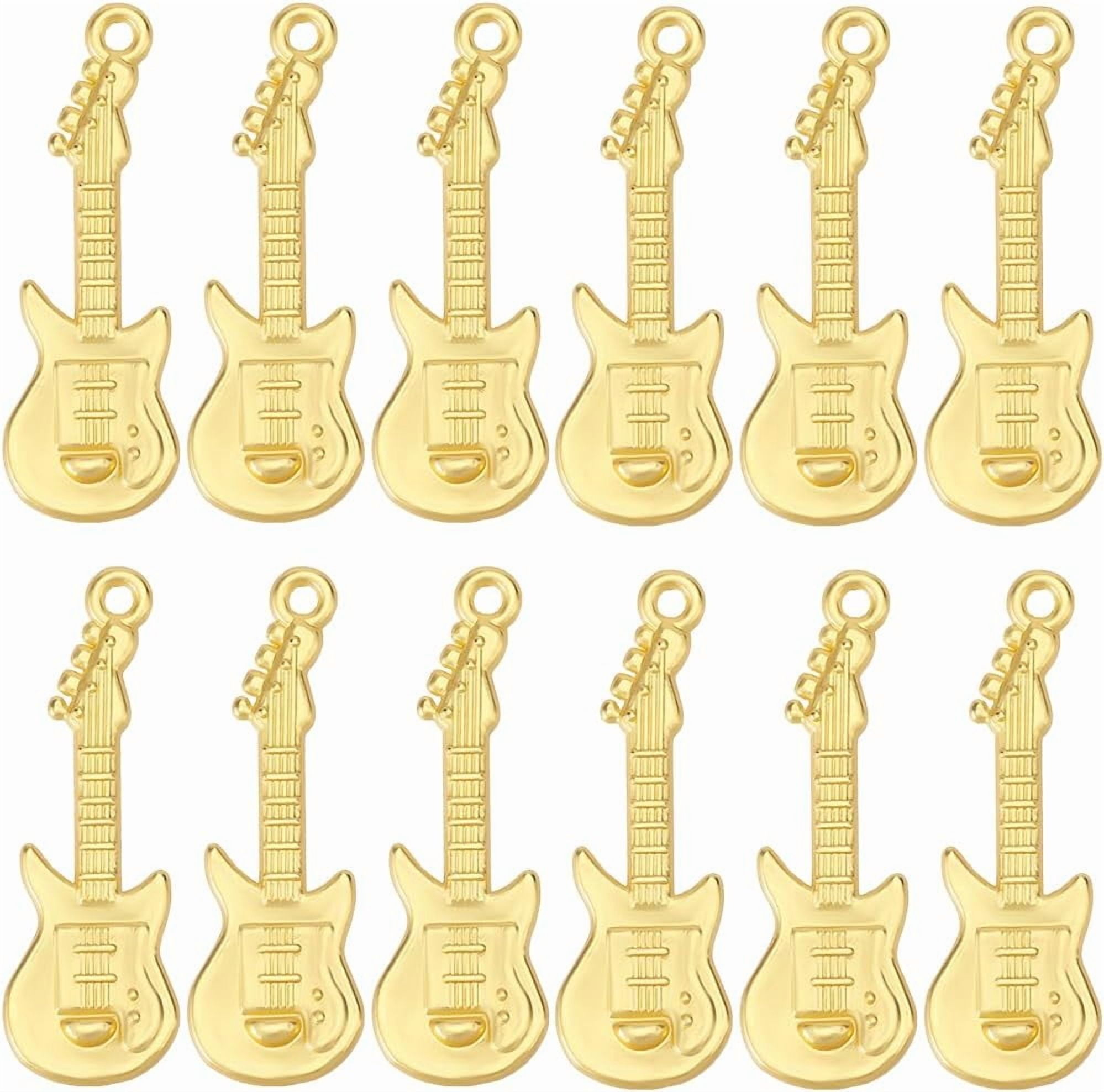 1 Box 50Pcs Gold Guitar Charm Ukulele Charms Bulk Metal Alloy Vintage ...