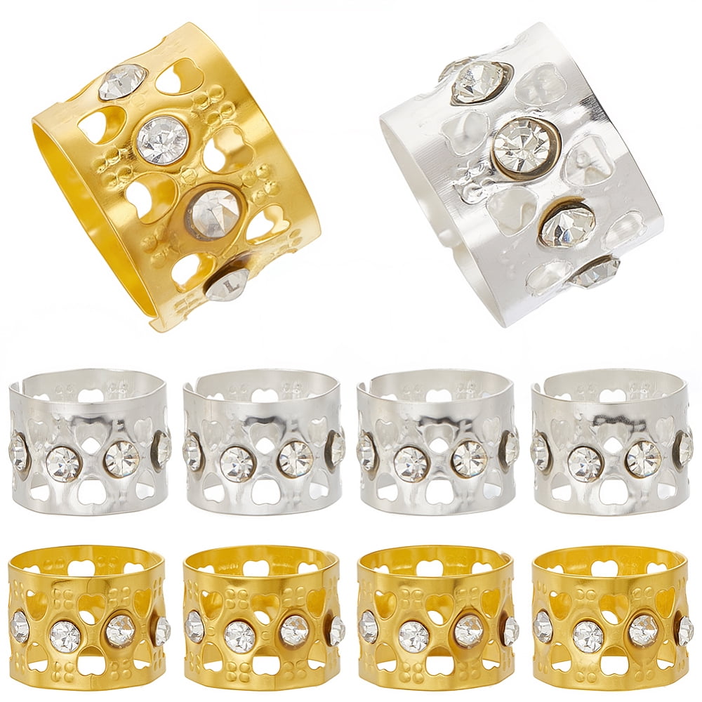 1 Box 50Pcs Gold Hair Cuffs Clips Silver Braid Cuff Metal Hollow ...