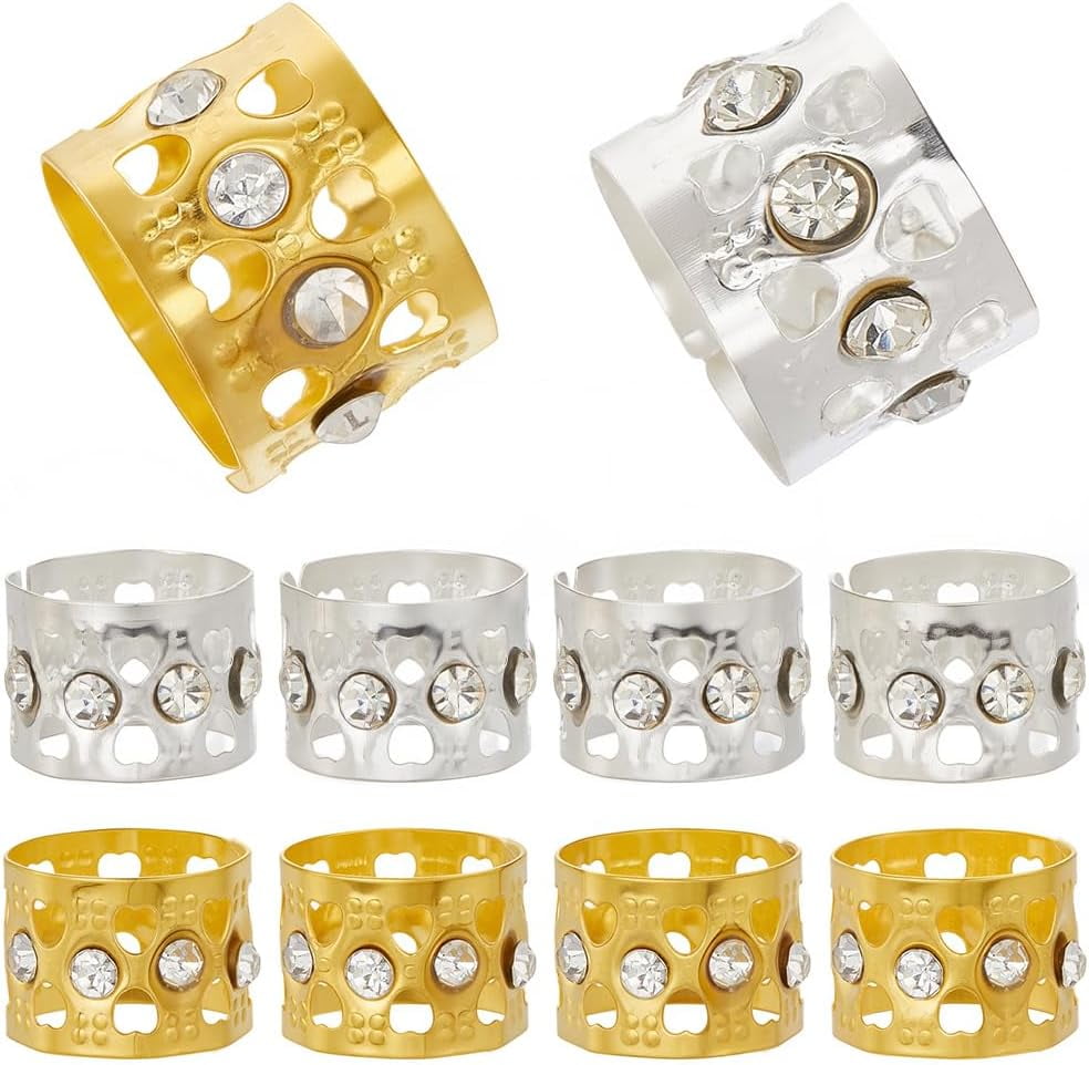 1 Box 50Pcs Gold Hair Cuffs Clips Silver Braid Cuff Metal Hollow ...