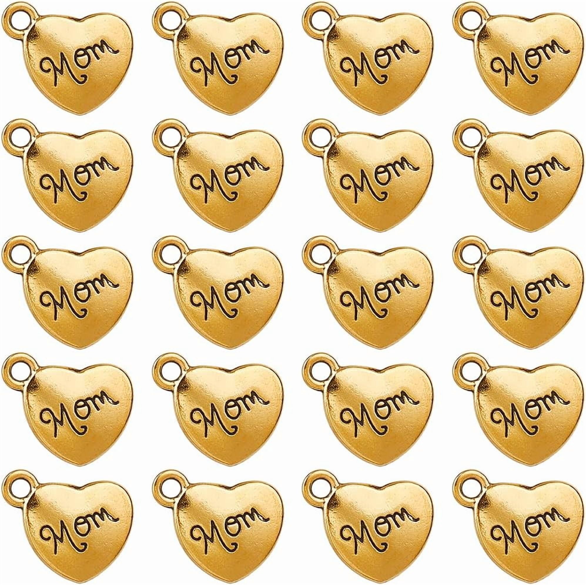 1 Box 50Pcs Gold Mom Charm Family Charms Metal Alloy Cute Mother’s Day ...