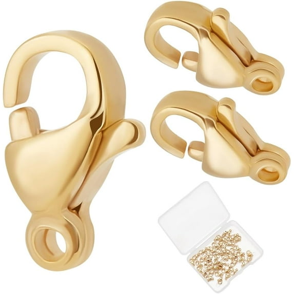 1 Box 50Pcs Lobster Claw Clasps 24K Gold Plated 304 Stainless Steel ...