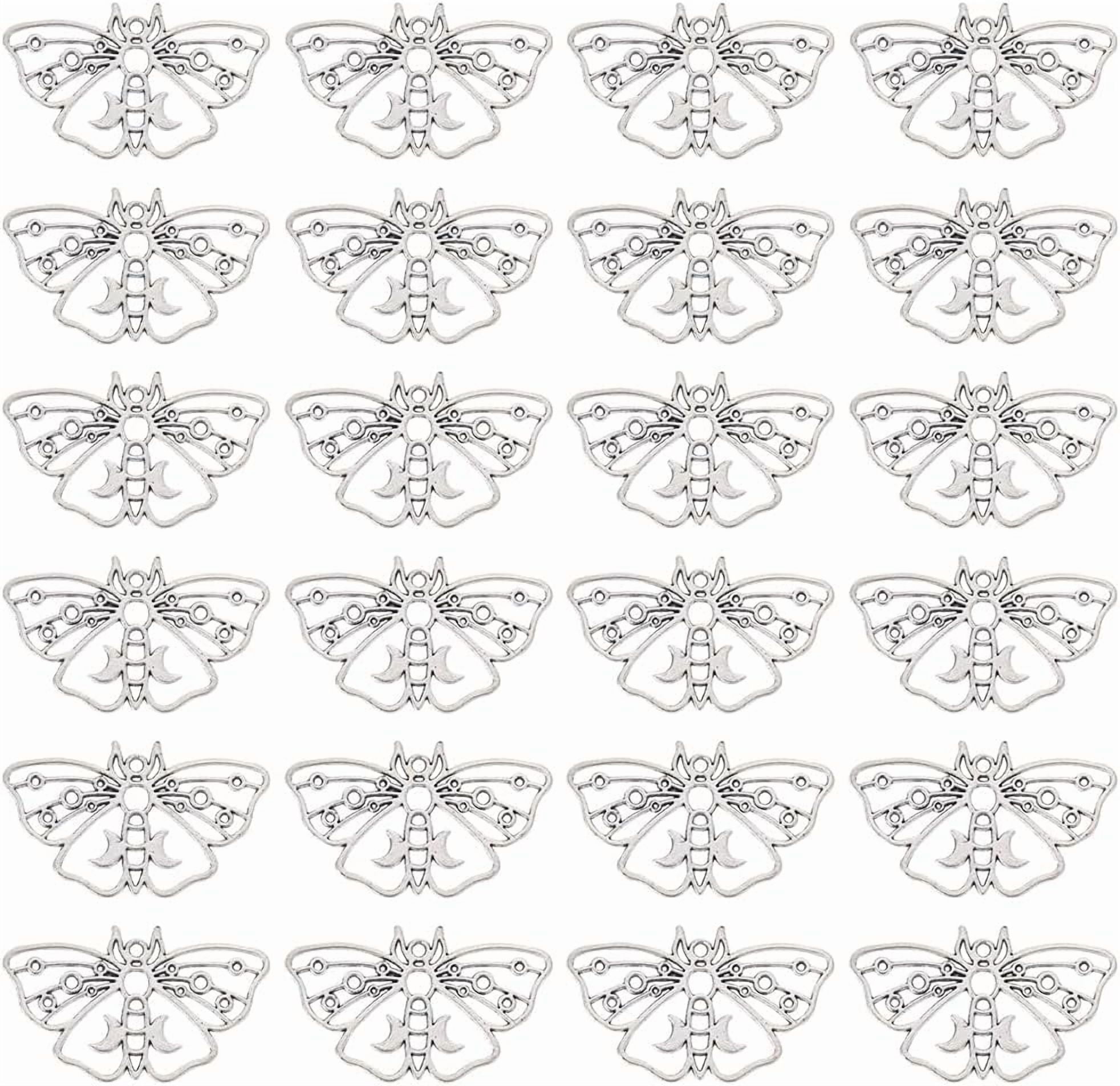 1 Box 50Pcs Luna Moth Charms Bulk Silver Gothic Charms Filigree Alloy ...