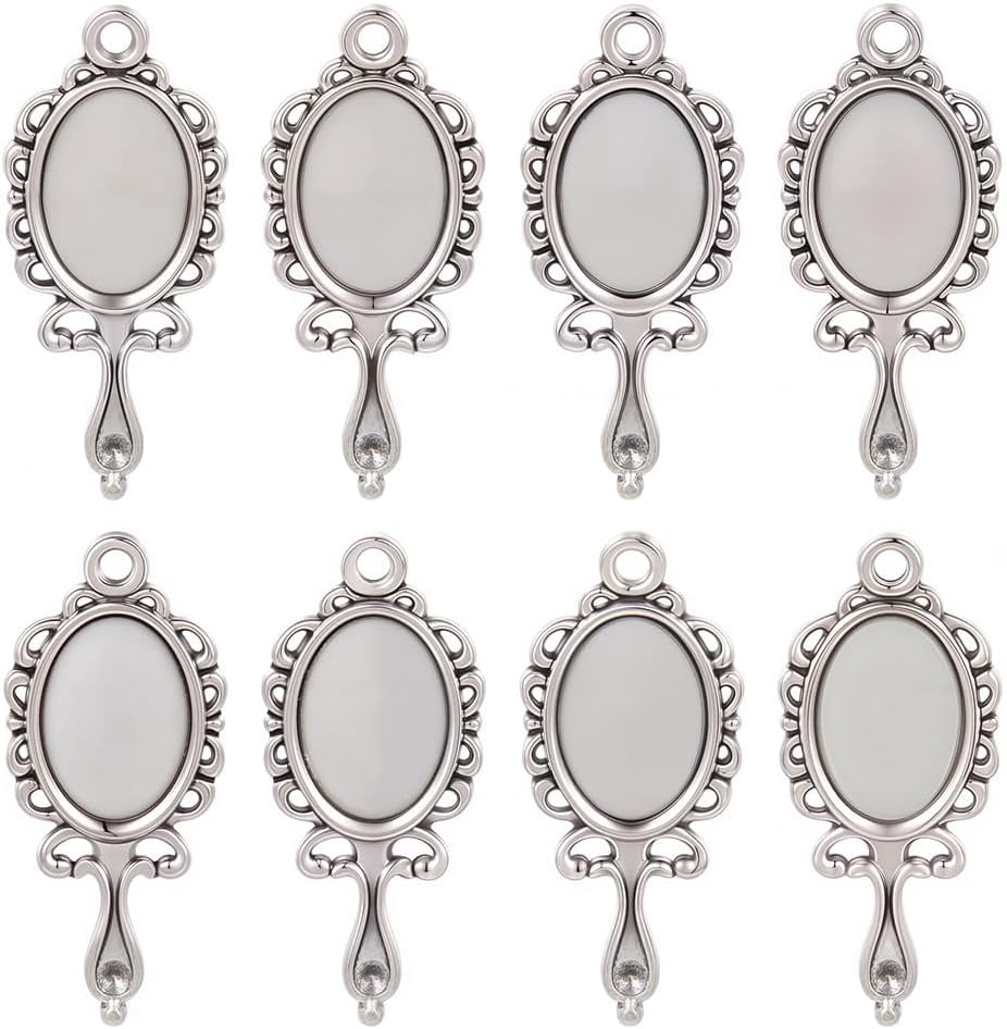 1 Box 50Pcs Mirror Charms Mini Mirrors Charms Tibetan Antique Silver ...