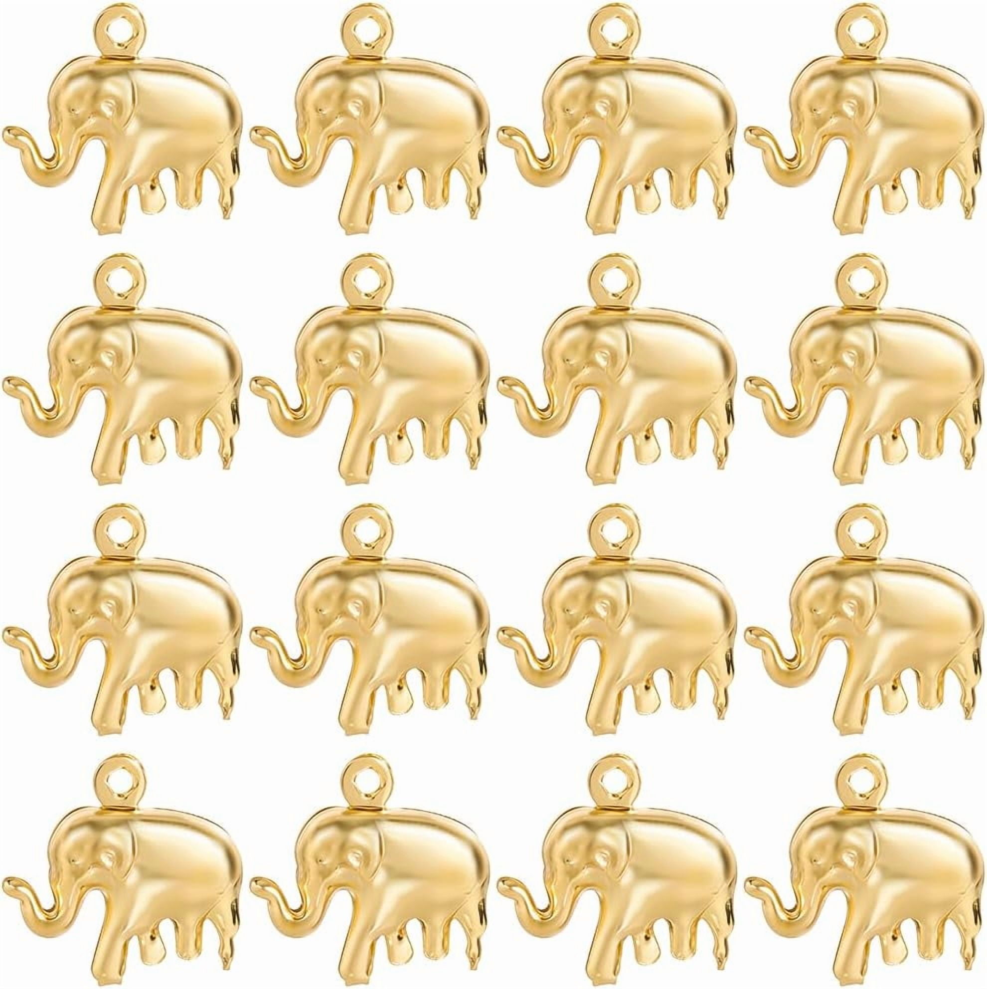 1 Box 50Pcs Real 18K Gold Plated Elephant Charm Elephants Charms Bulk ...