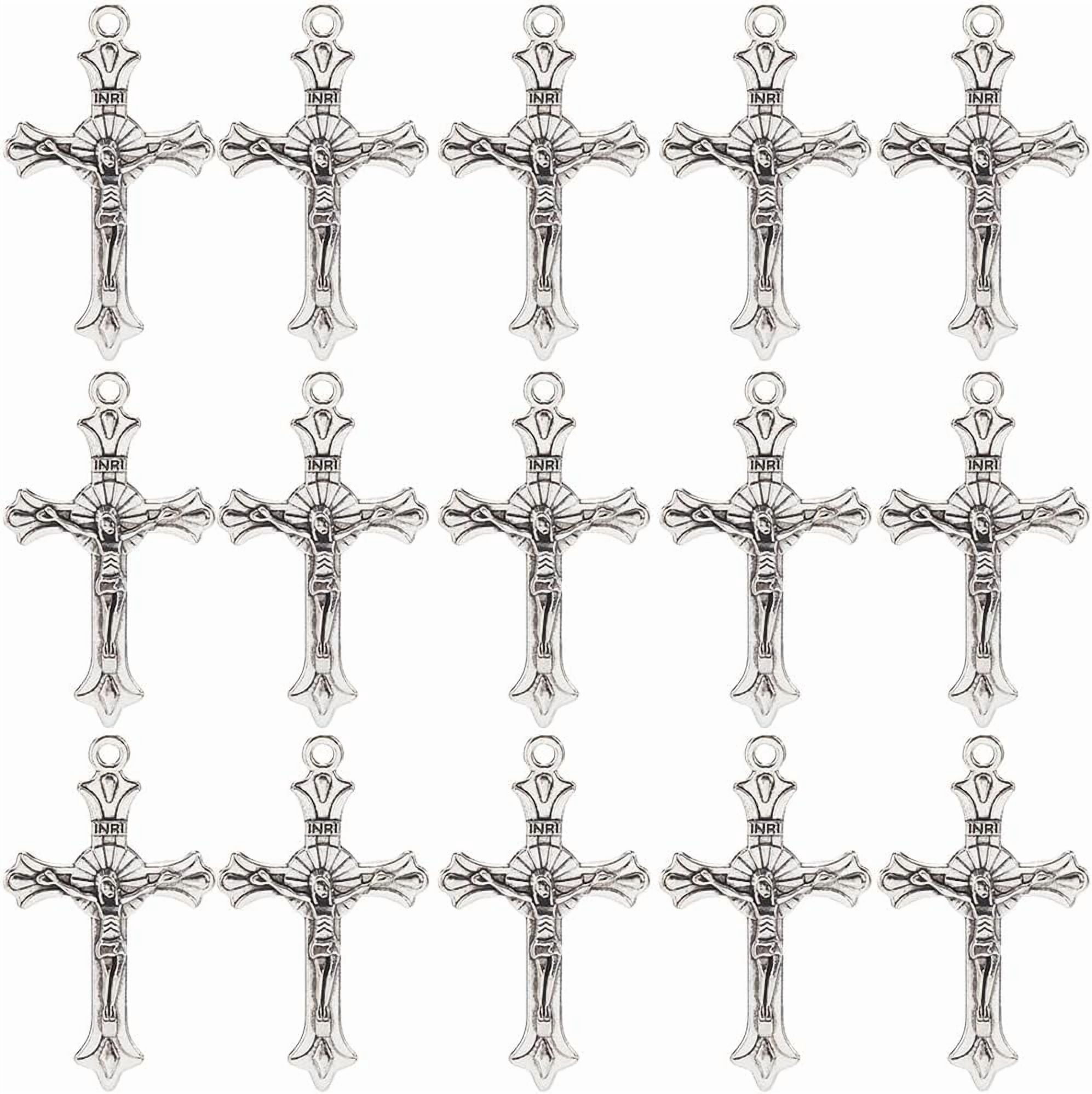 1 Box 50Pcs Rosary Charms Easter Crucifix Pendants Tibetan Style ...