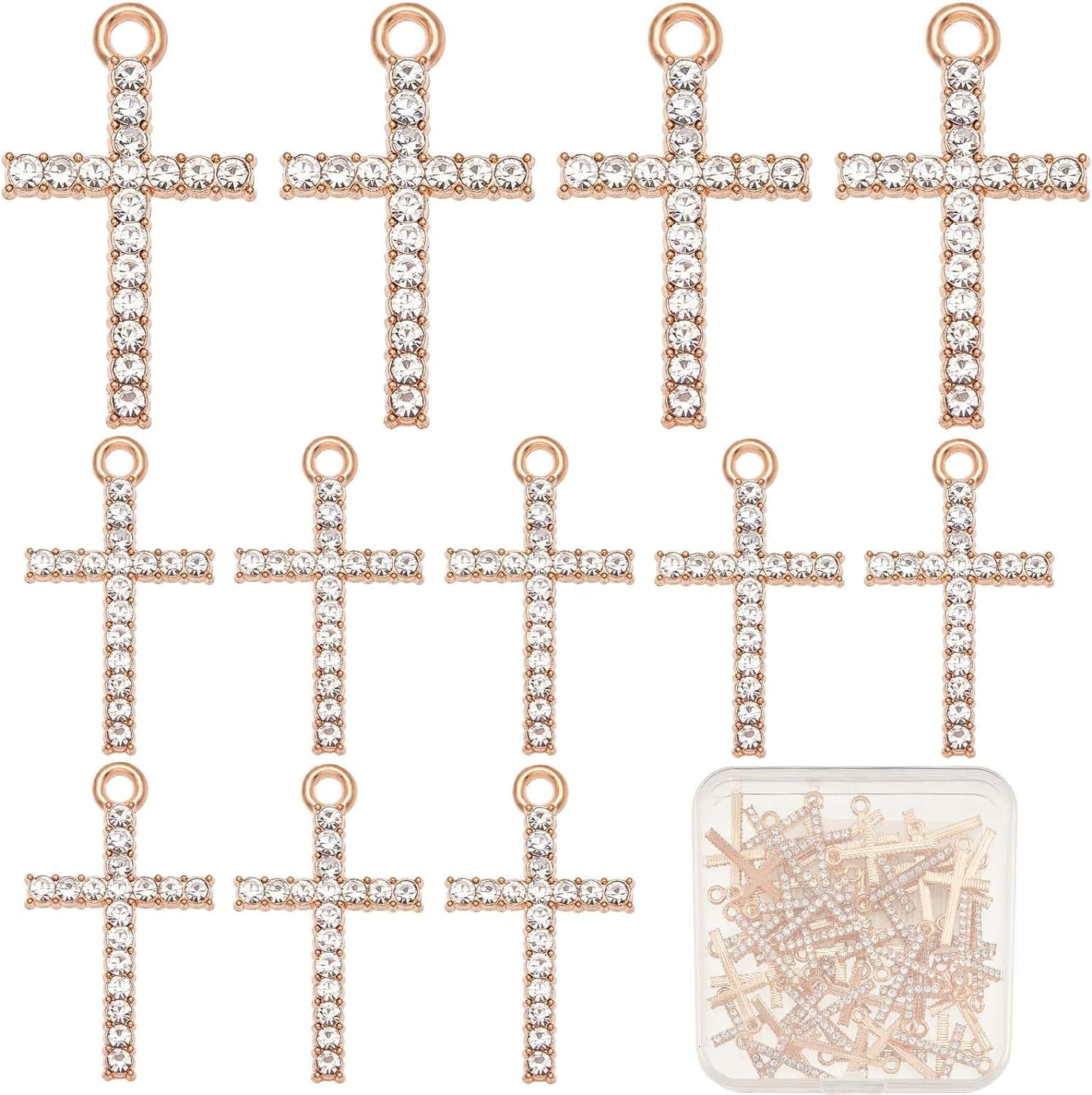 1 Box 50Pcs Rshinestone Cross Charms Easter Cross Charms Rosaries ...