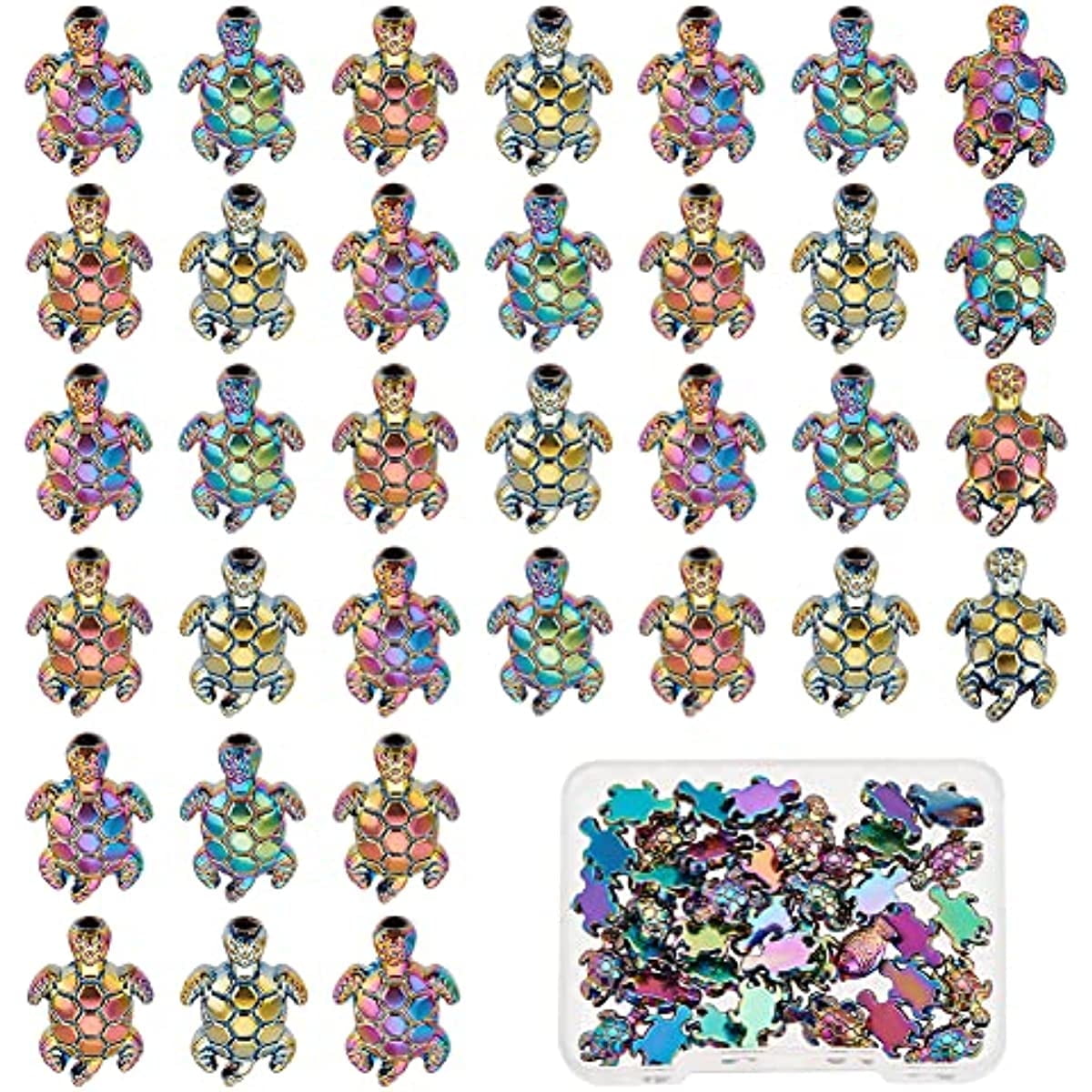 1 Box 50Pcs Sea Turtle Beads Metal Turtle Charms Tortoise Charm Turtles ...
