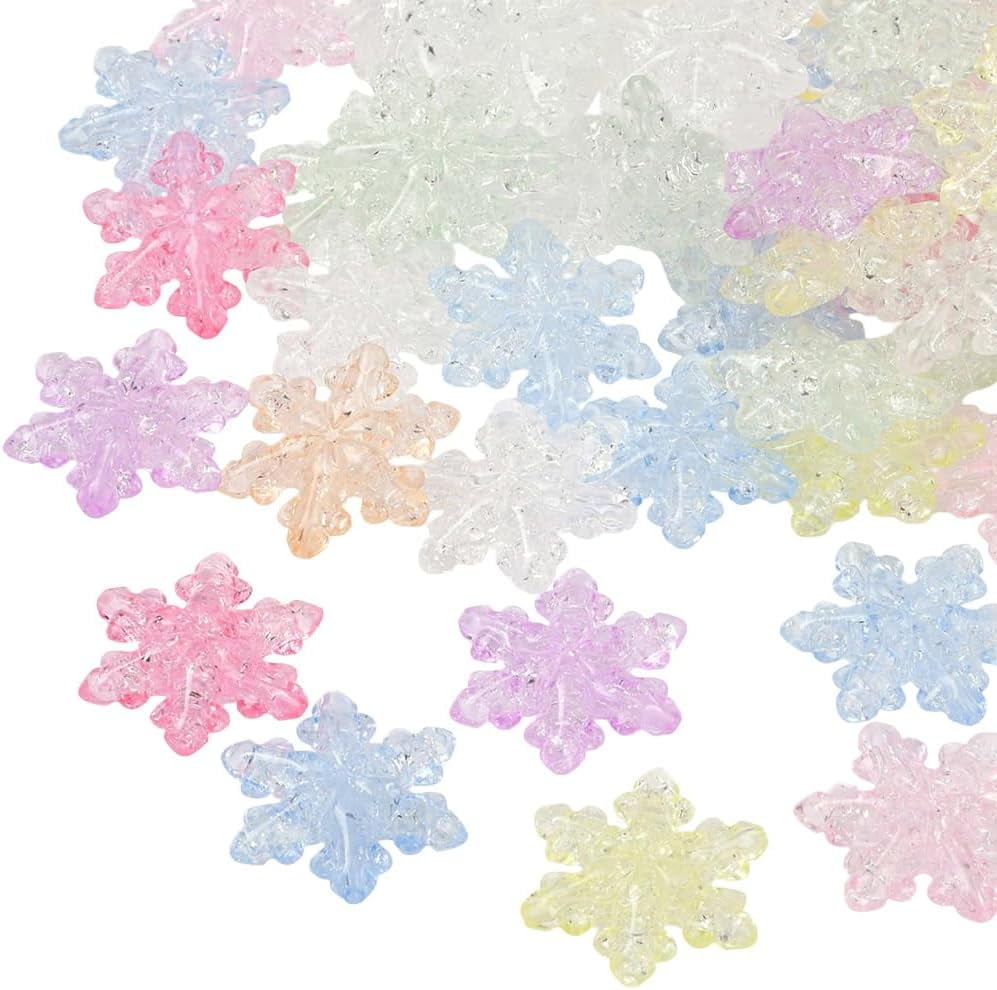 1 Box 50Pcs Snowflake Shaped Beads Winter Acrylic Beads Bulk Pastel ...
