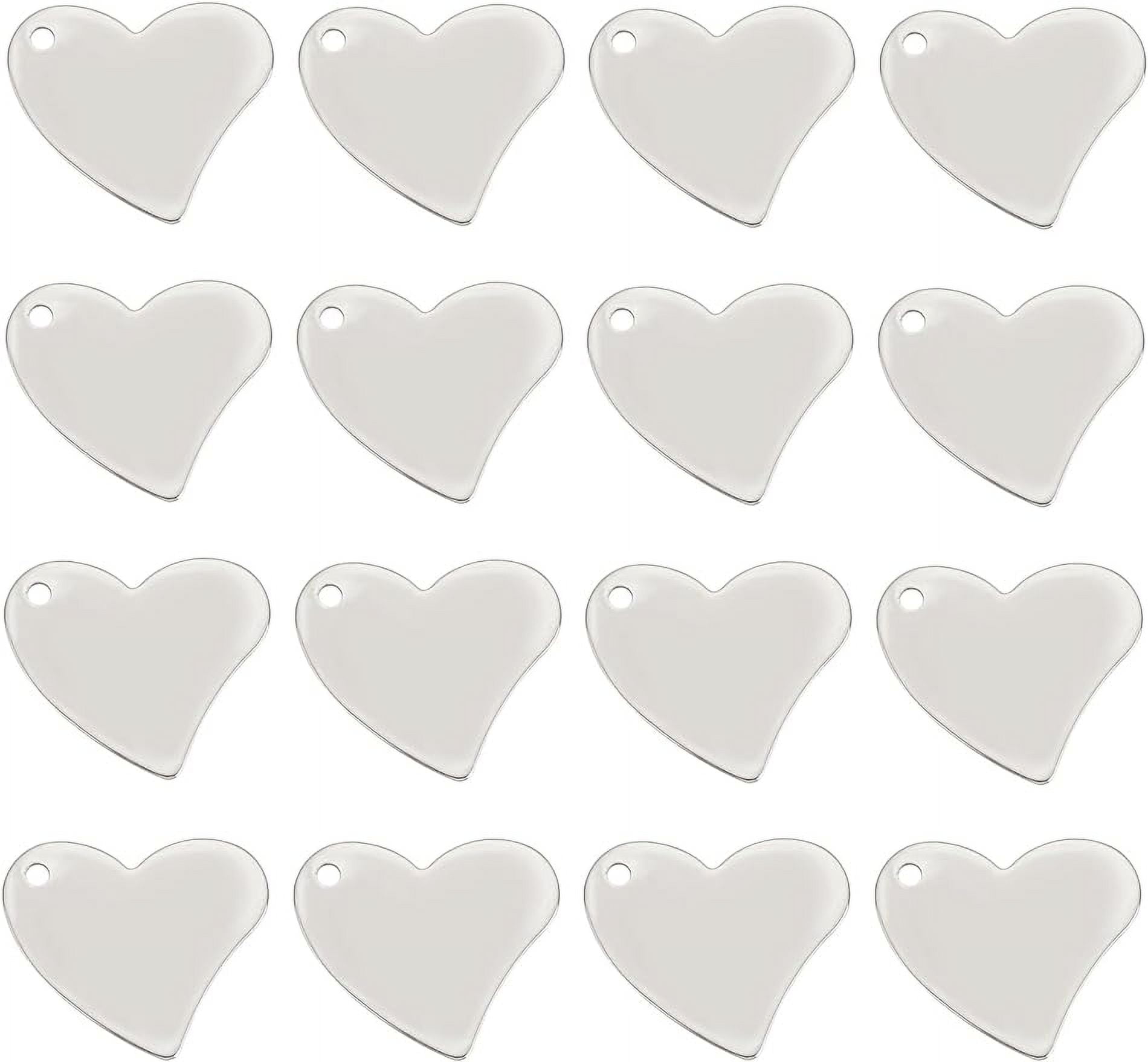 1 Box 50Pcs Stamping Blank Tags 304 Stainless Steel Heart Charms Blank ...