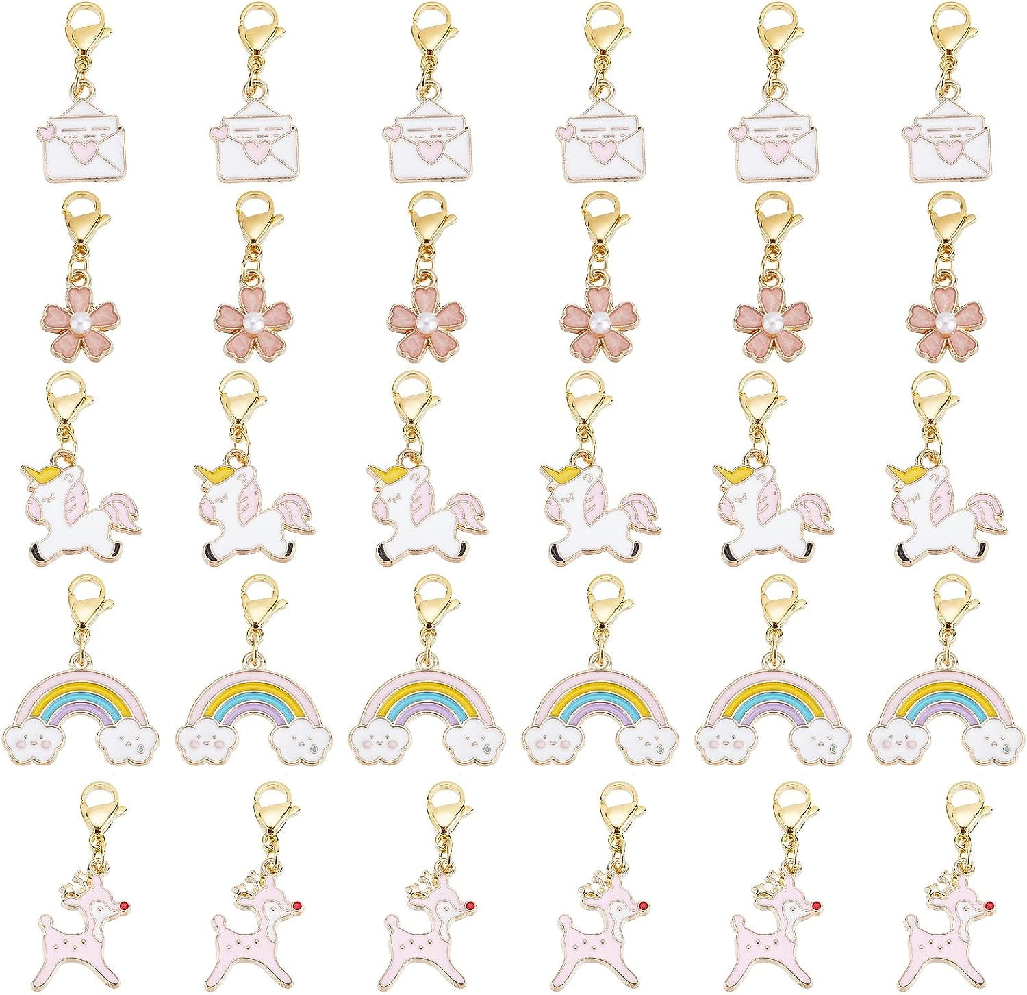 1 Box 50Pcs Stitch Markers Crochet Stitch Marker Unicorn Rainbow Charms ...