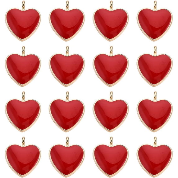 1 Box 50Pcs Valentine Heart Charms Bulk Red Hearts Charm Enamel Forever ...